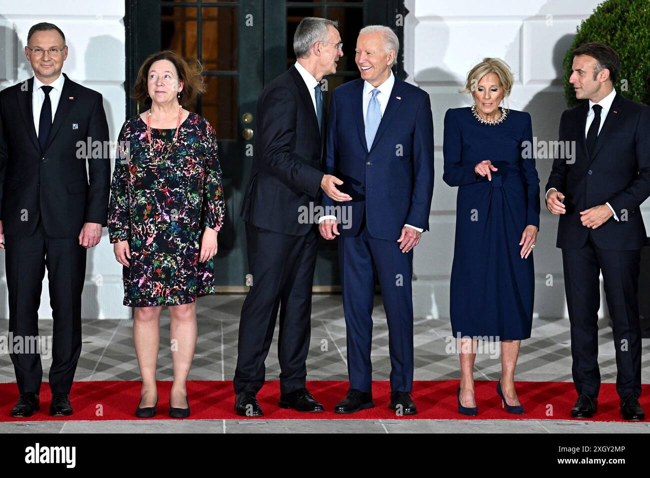 Andrzej Duda, Poland's president, from left, Ingrid Schulerud, wife of ...