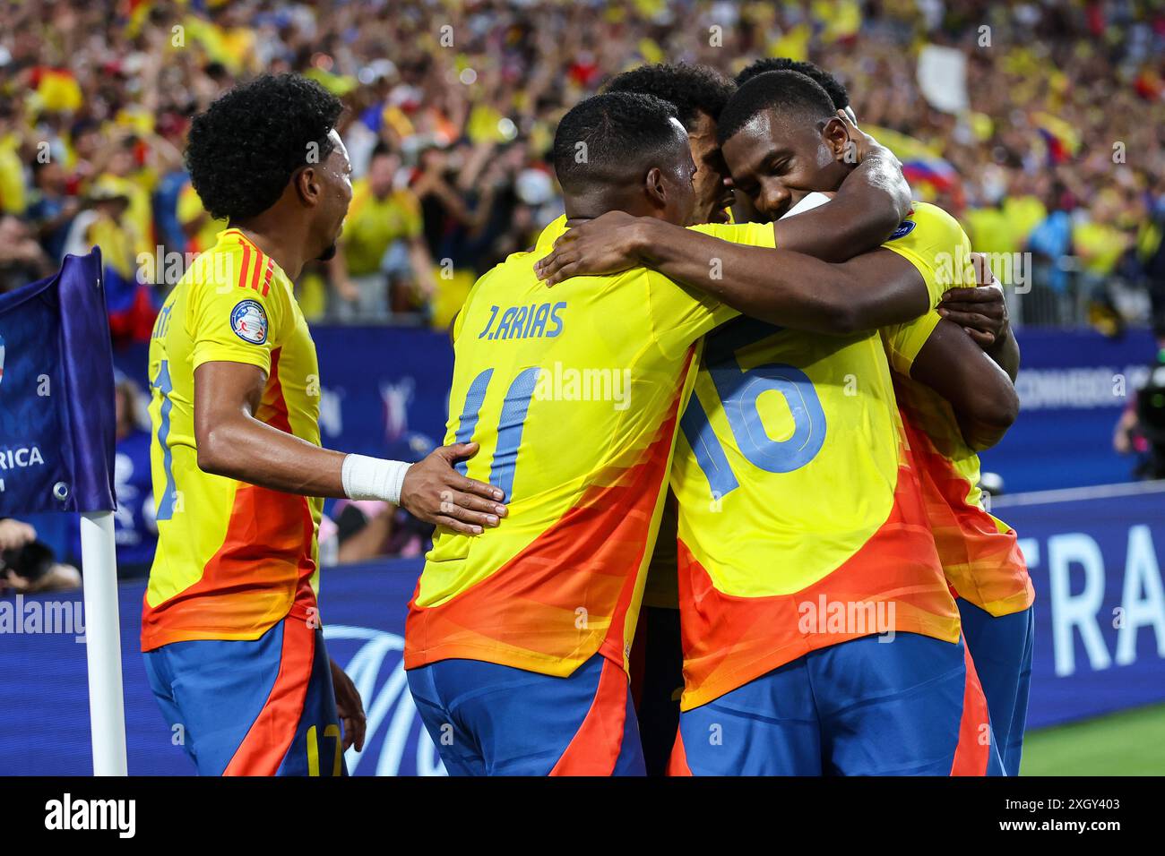 Charlotte, North Carolina, USA. 10th July, 2024. Colombia teammates ...