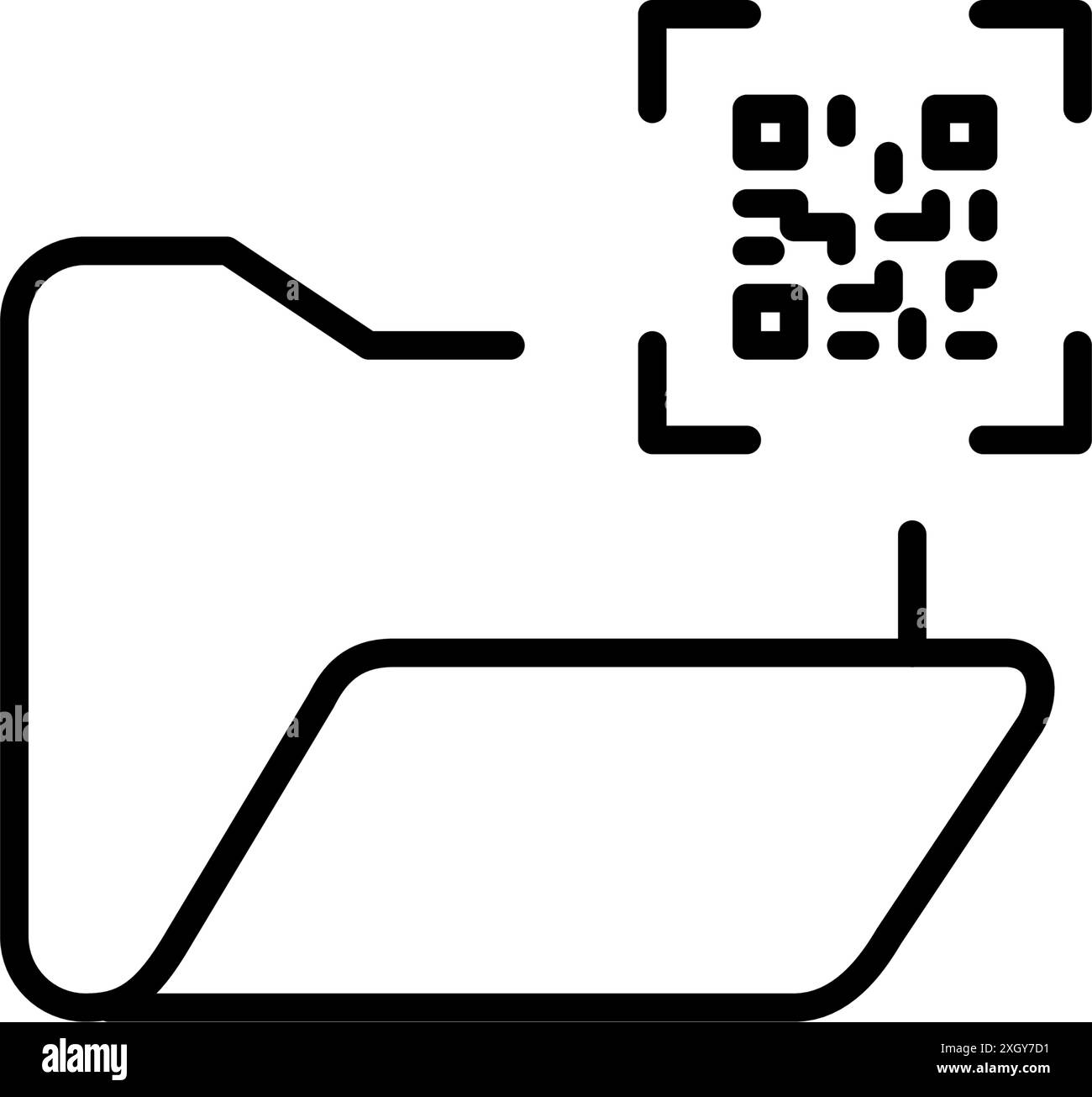Open file folder and qr code. File labelling and fast access. Pixel ...