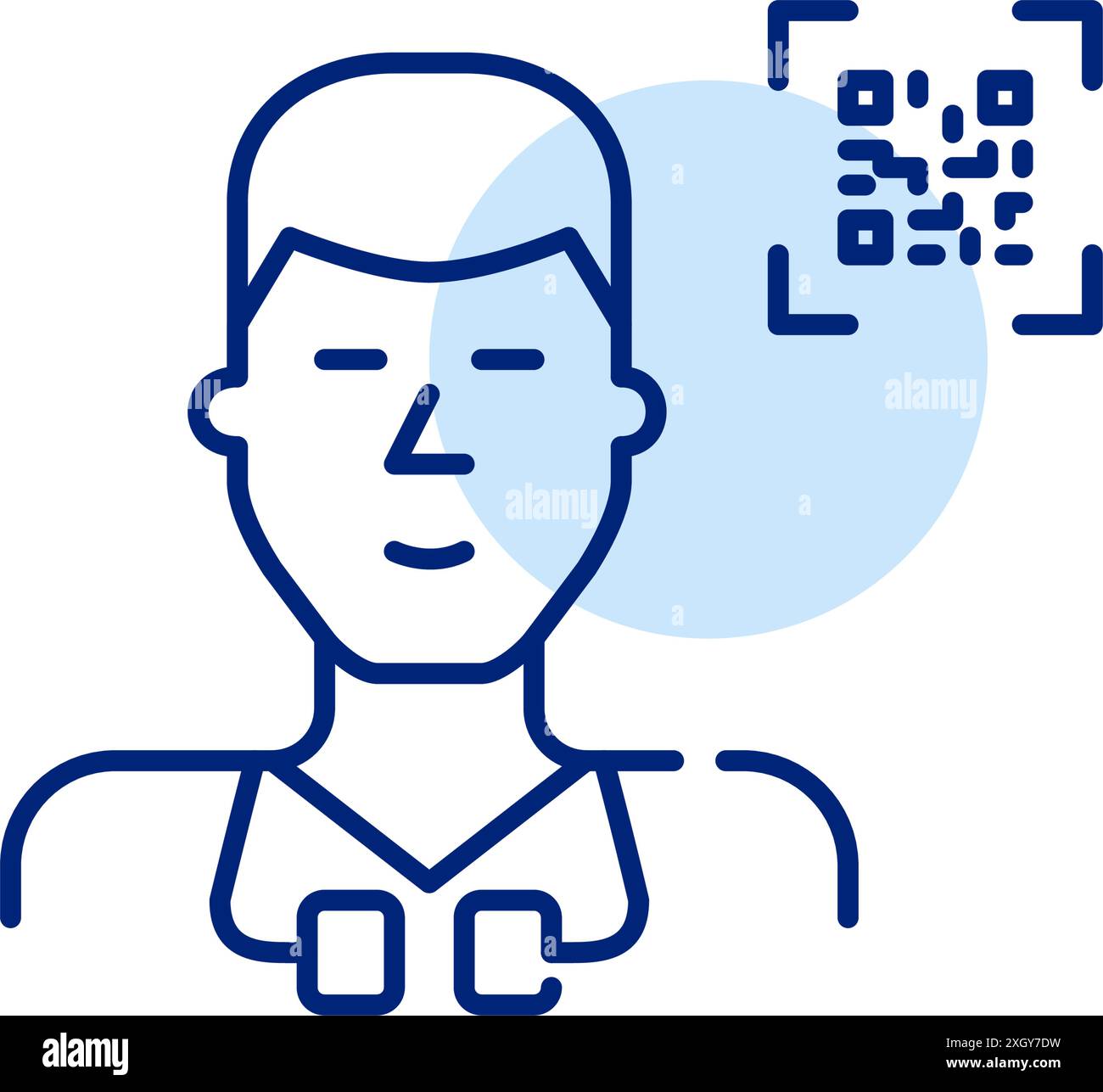 Young doctor wearing stethoscope and qr code. Easy access to medical ...