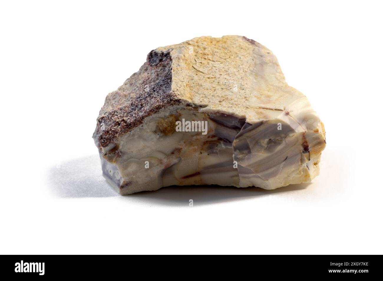 Pelitic Schist Rock placed isolated on white Background close up Stock ...