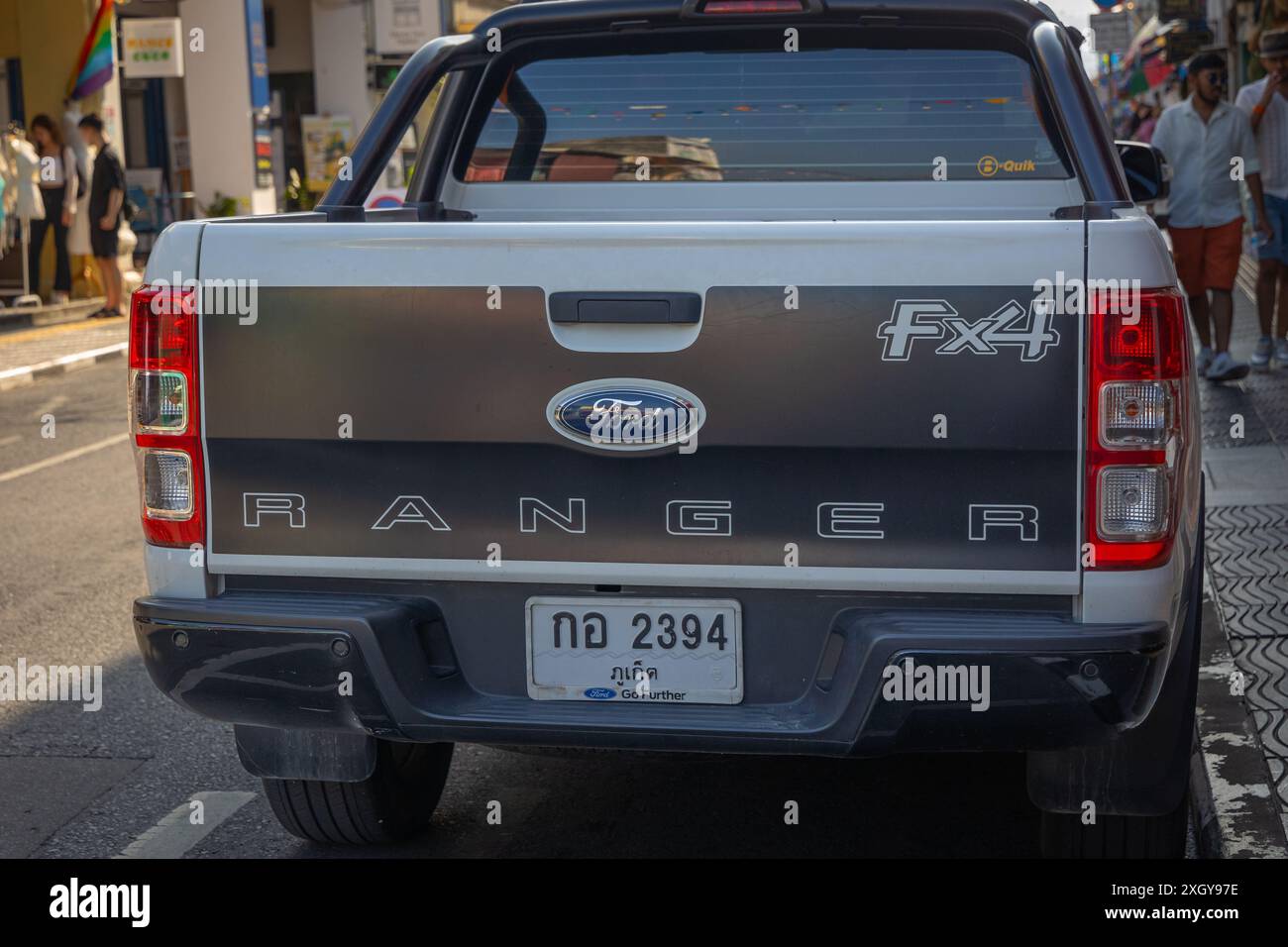 New Ford Ranger FX4 truck parked on the side road. Road or dirt track ...