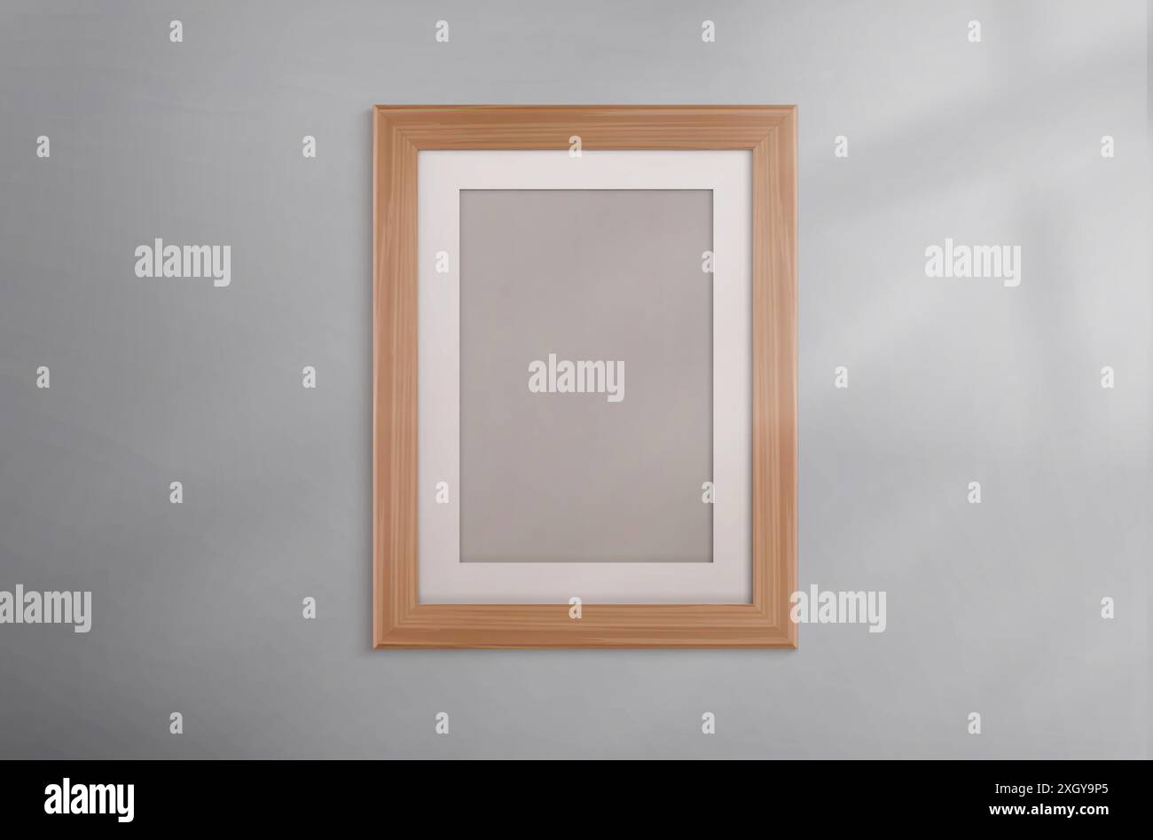 Wall wooden photo frame for picture 3d mockup vector. Bland realistic ...