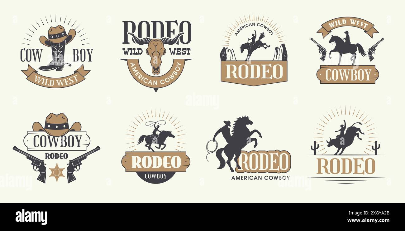 Cowboy badges. Rodeo games active character riding on bull recent ...