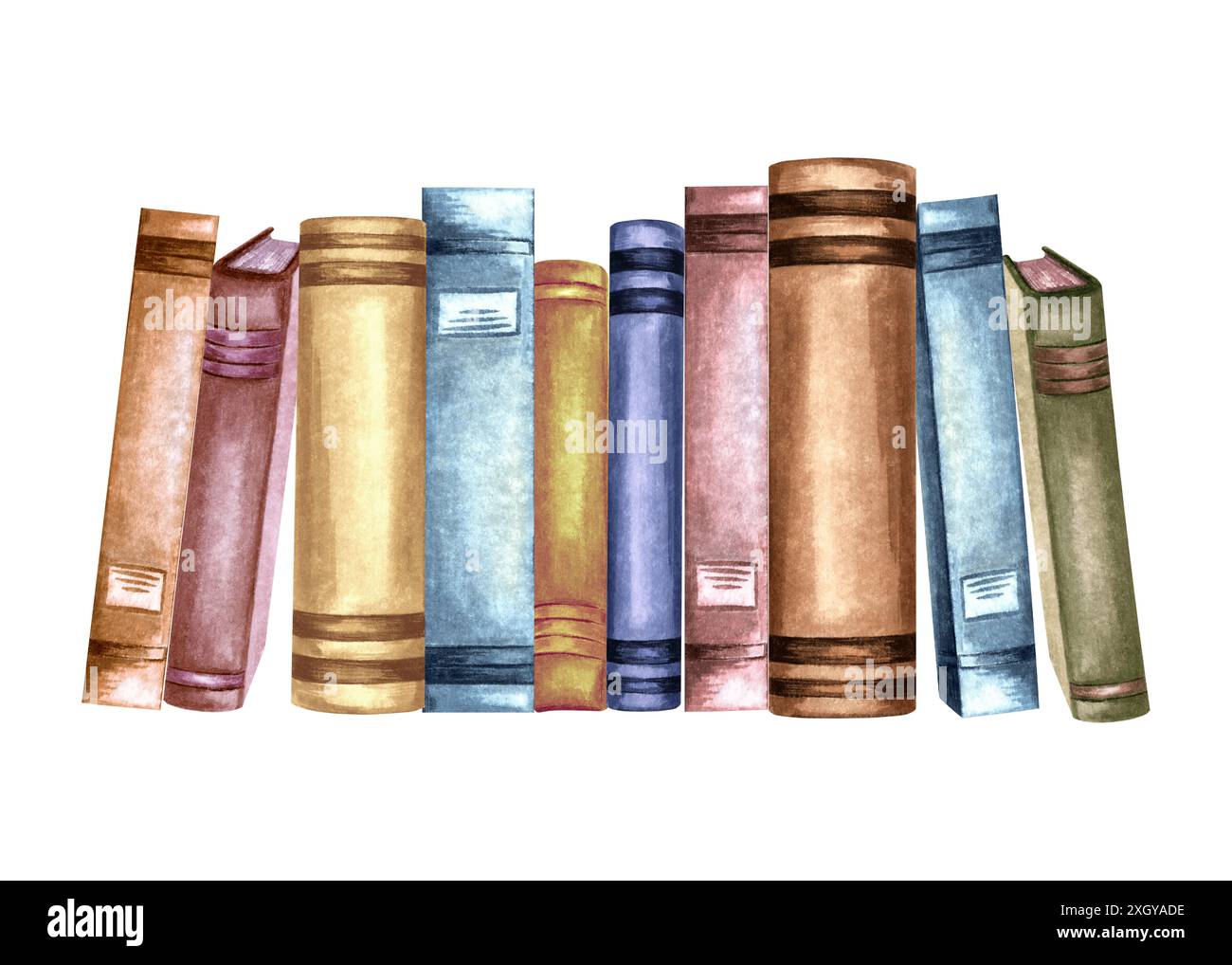 Books In Vintage Bindings Lined Up Horizontally Composition With Old