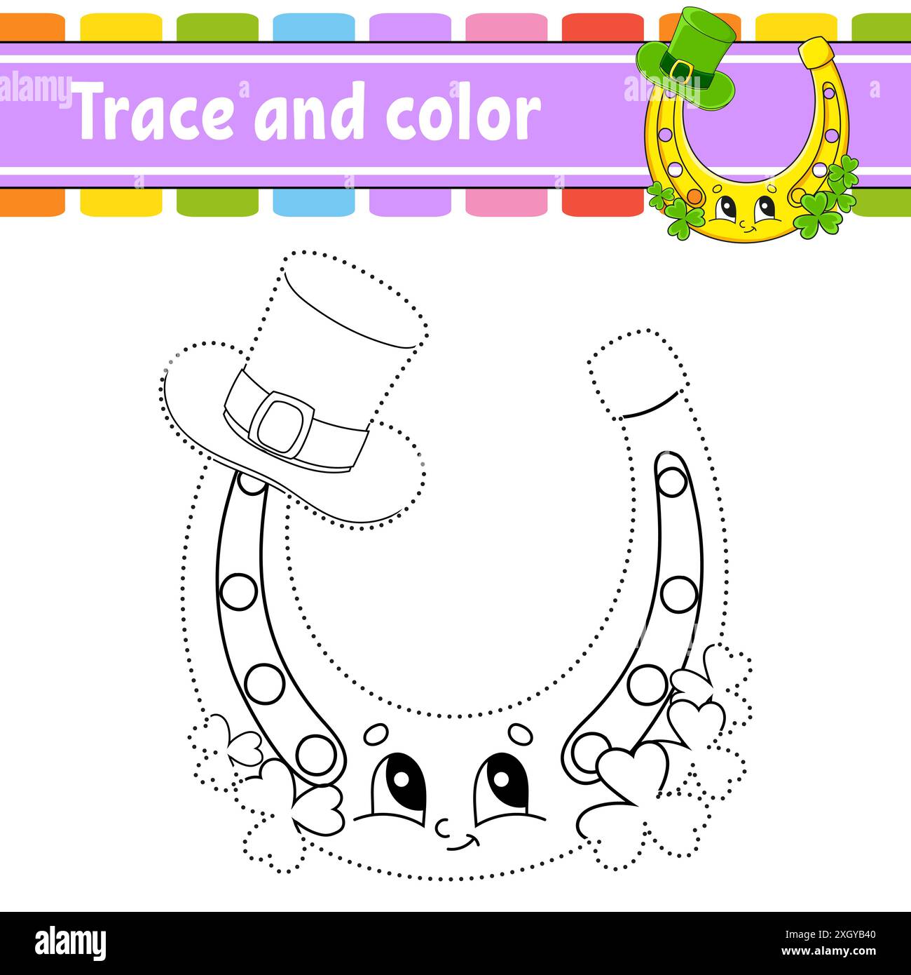Trace and color. Coloring page for kids. Handwriting practice. St ...