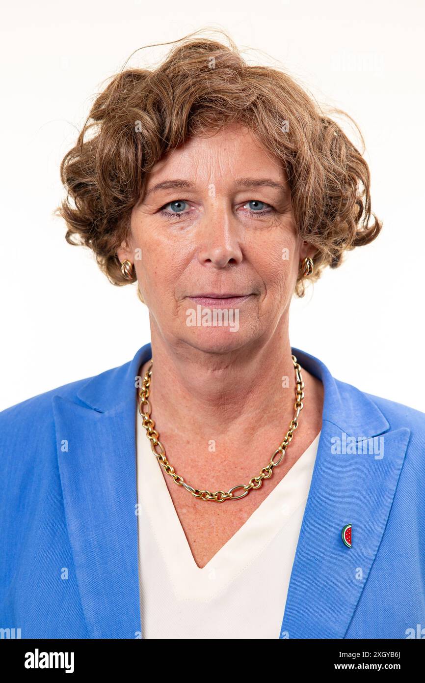 Brussels, Belgium. 10th July, 2024. Groen's Petra De Sutter poses ...