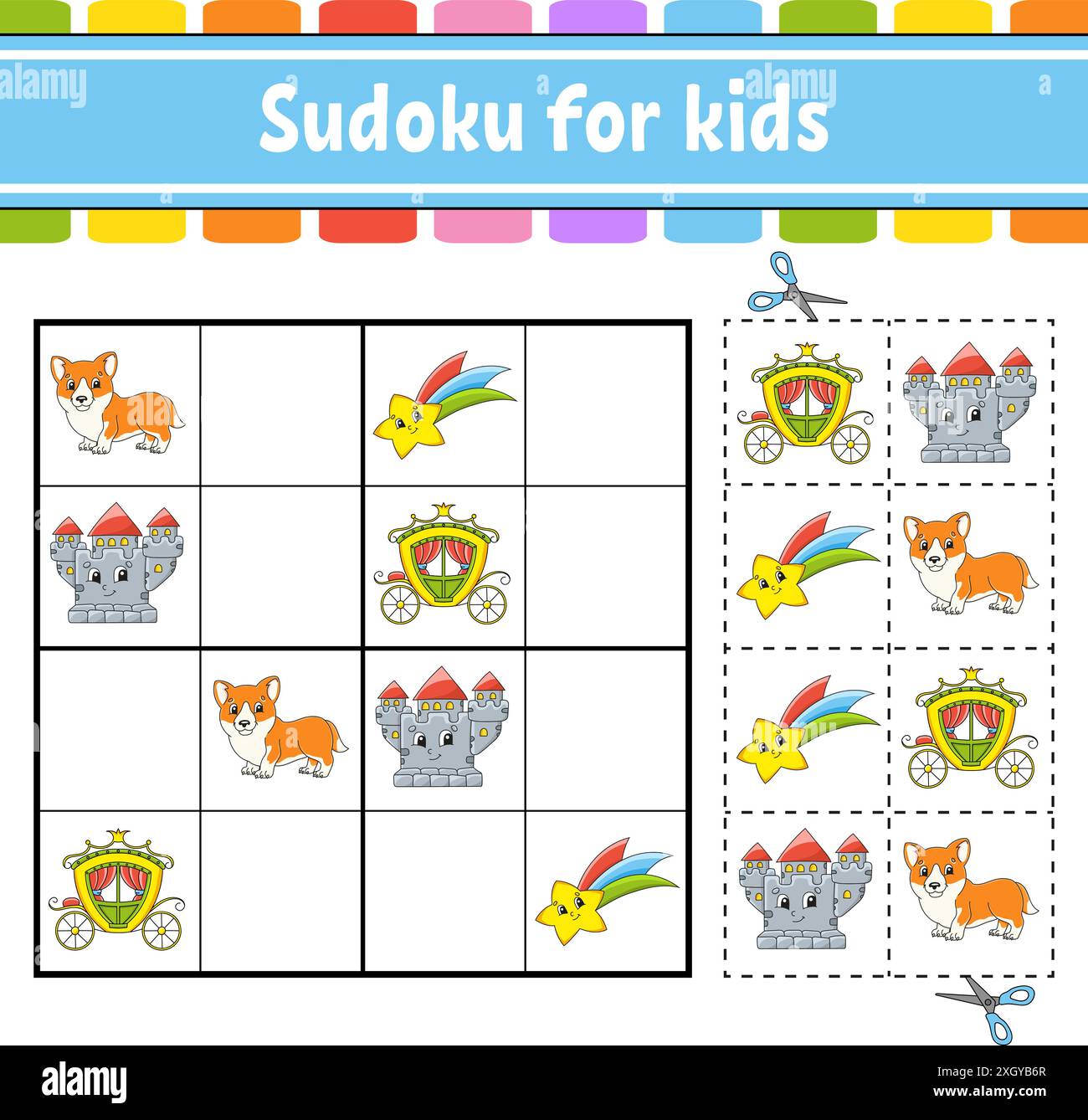 Sudoku for kids. Fairytale theme. Education developing worksheet ...
