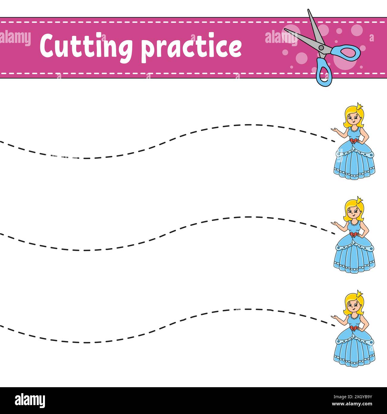 Cutting practice for kids. Fairytale theme. Education developing ...