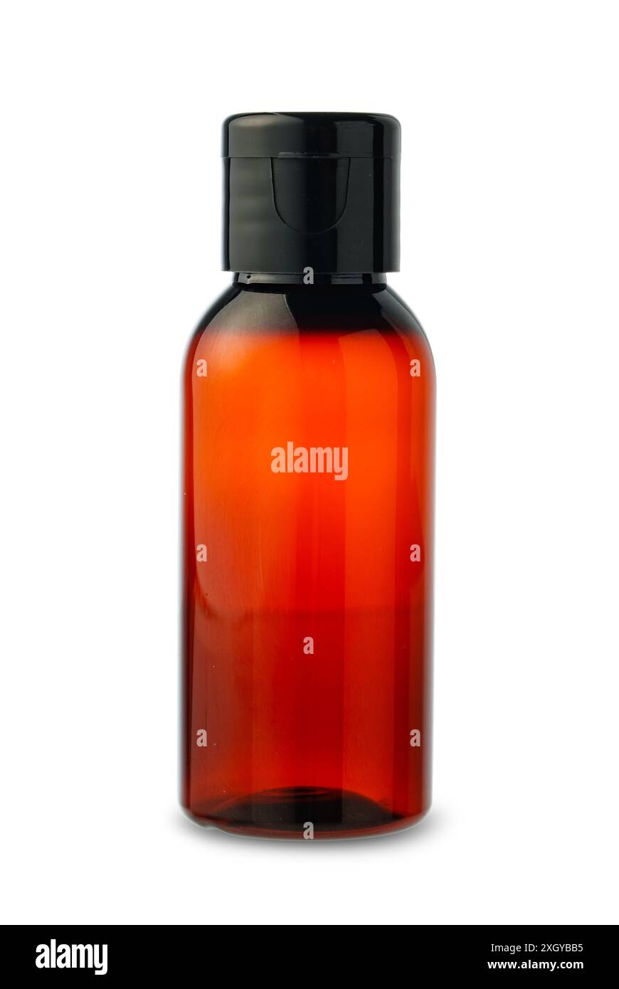 Amber Plastic Bottle With Black Flip Top Cap Stock Photo - Alamy