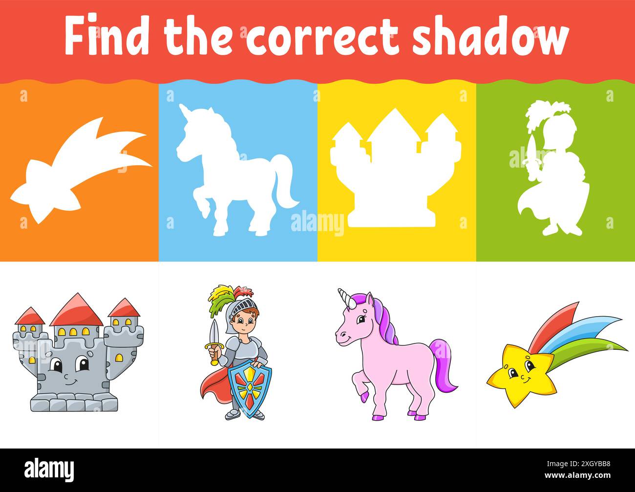 Find the correct shadow. Education worksheet. Matching game for kids ...