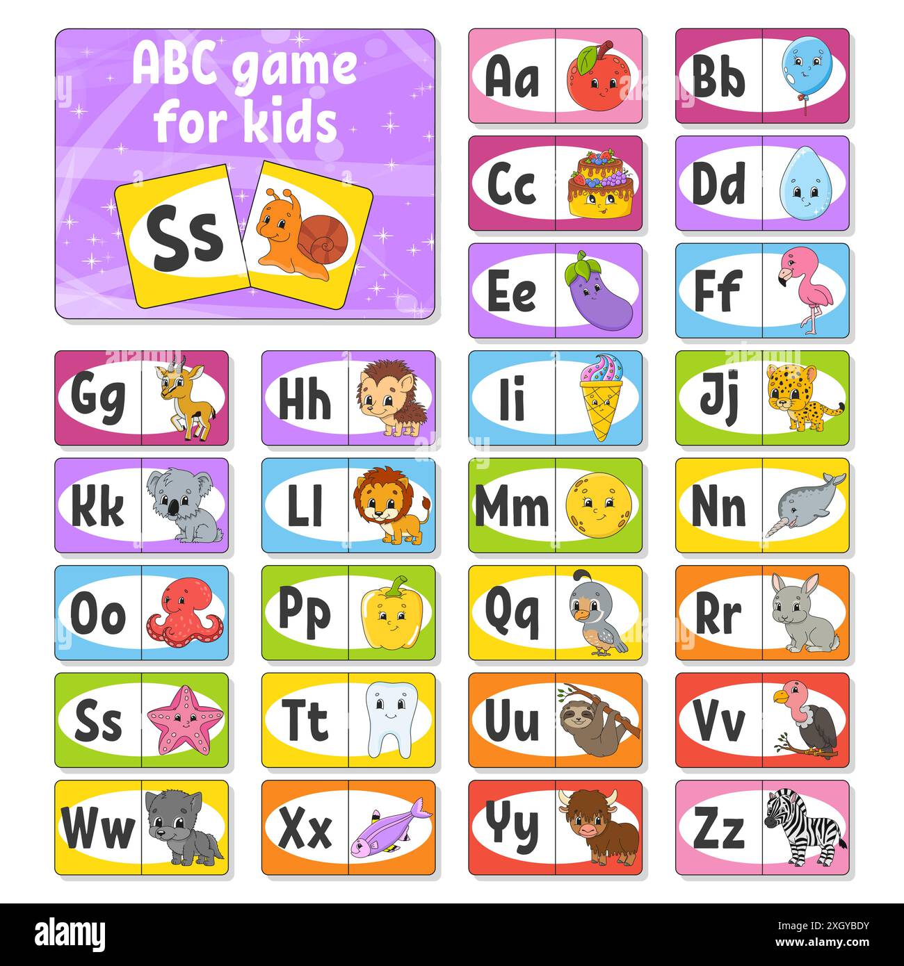 Set ABC flash cards. Alphabet for kids. Learning letters. Education ...