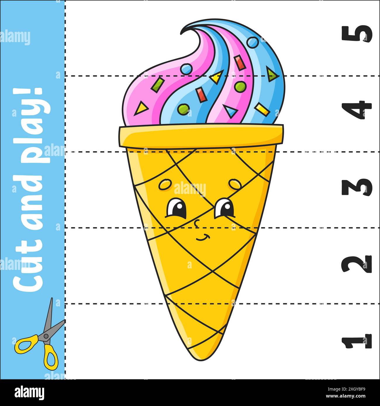 Learning numbers 1-5. Cut and play. Education worksheet. Game for kids ...