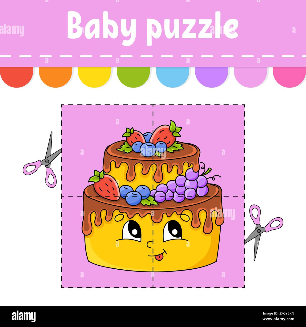 Baby puzzle. Easy level. Flash cards. Cut and play. Color activity ...
