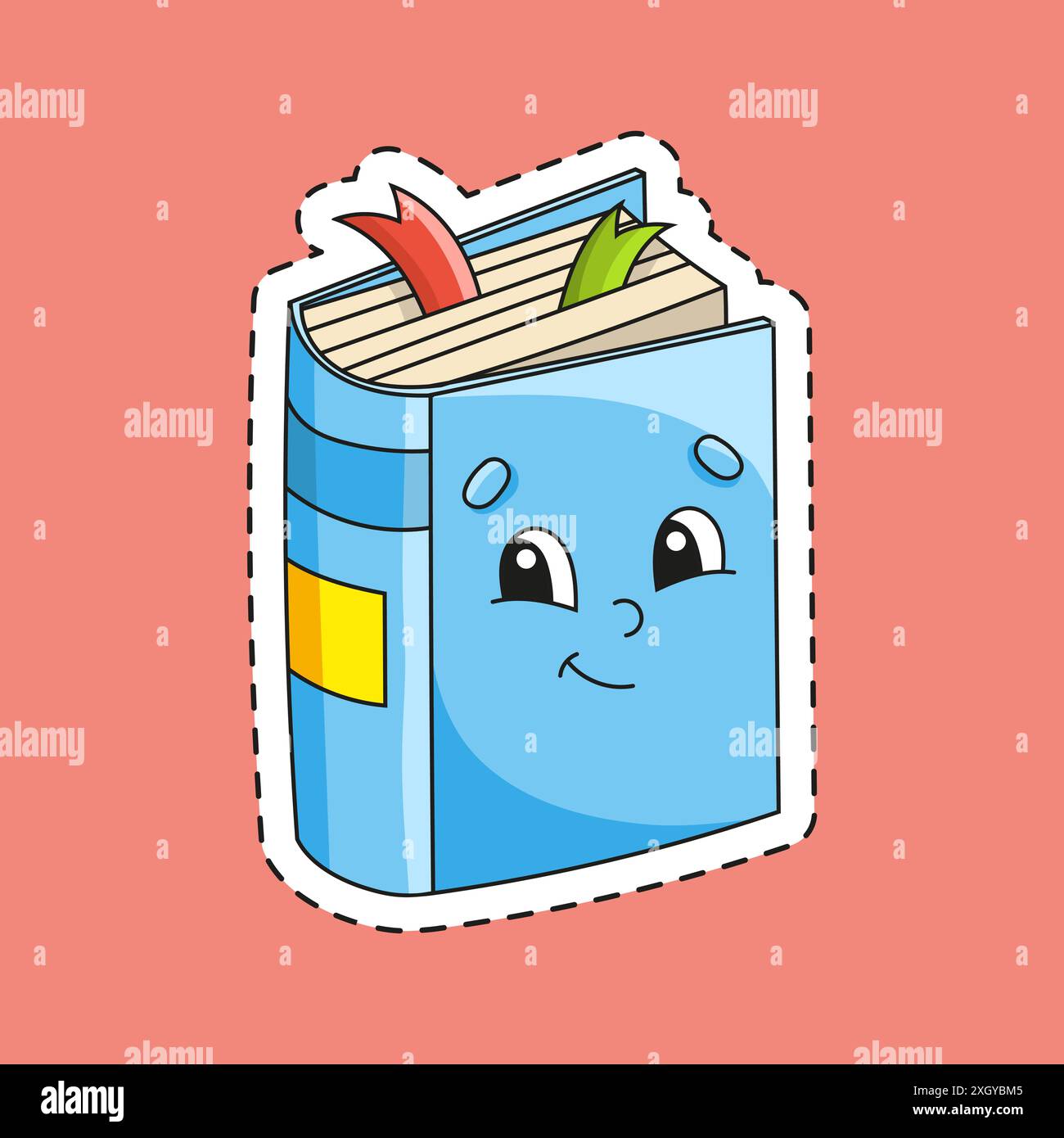 Sticker with contour. Cartoon character. Colorful vector illustration ...
