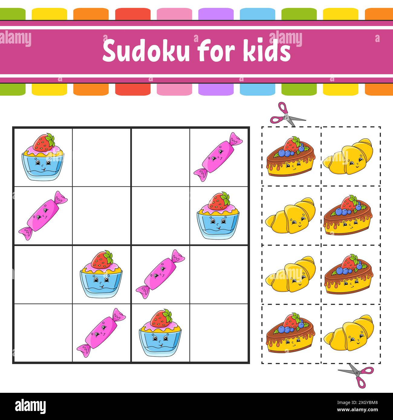 Sudoku for kids. Education developing worksheet. Activity page with ...