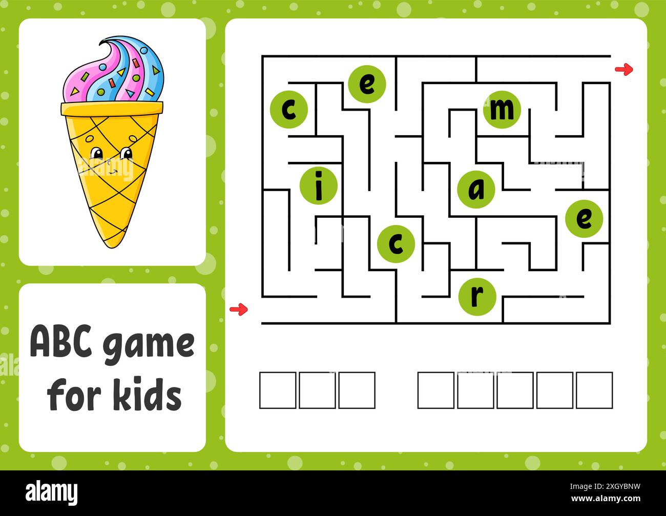 ABC maze for kids. Rectangle labyrinth. Activity worksheet. Puzzle for ...