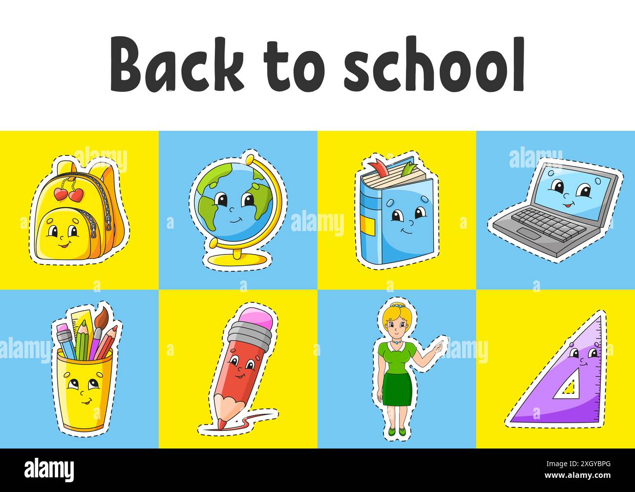 Sticker with contour. Cartoon character. Colorful vector illustration ...