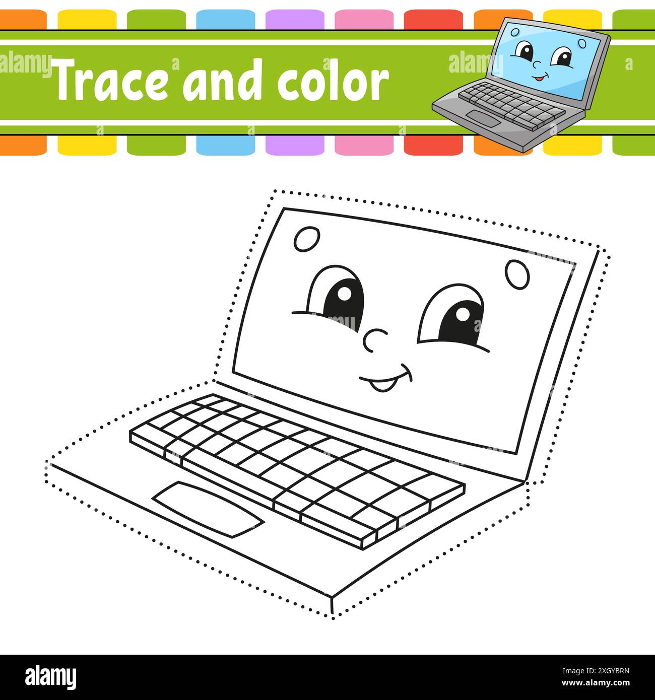 Trace and color. Coloring page for kids. Back to school theme ...