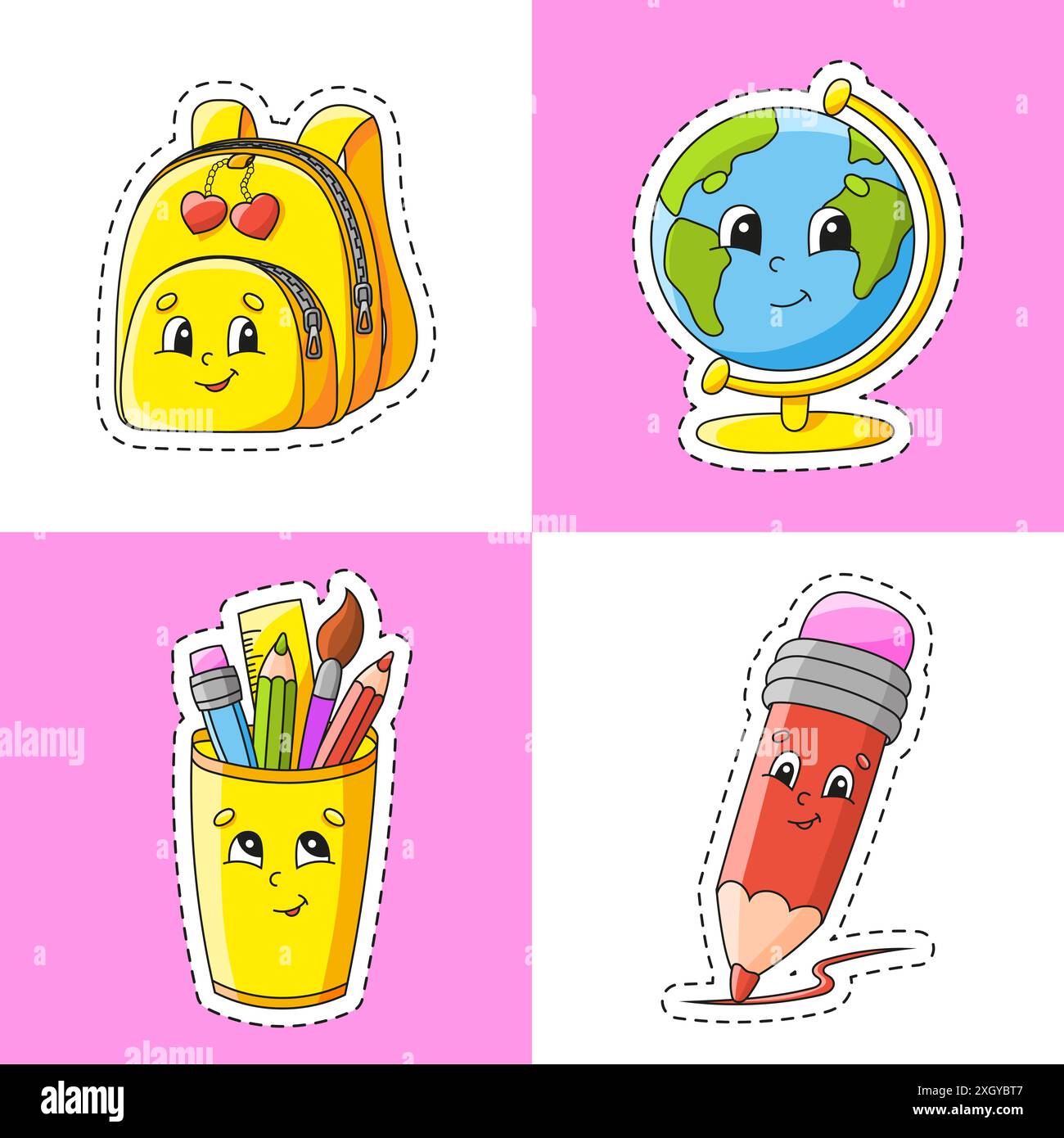 Sticker with contour. Cartoon character. Colorful vector illustration ...