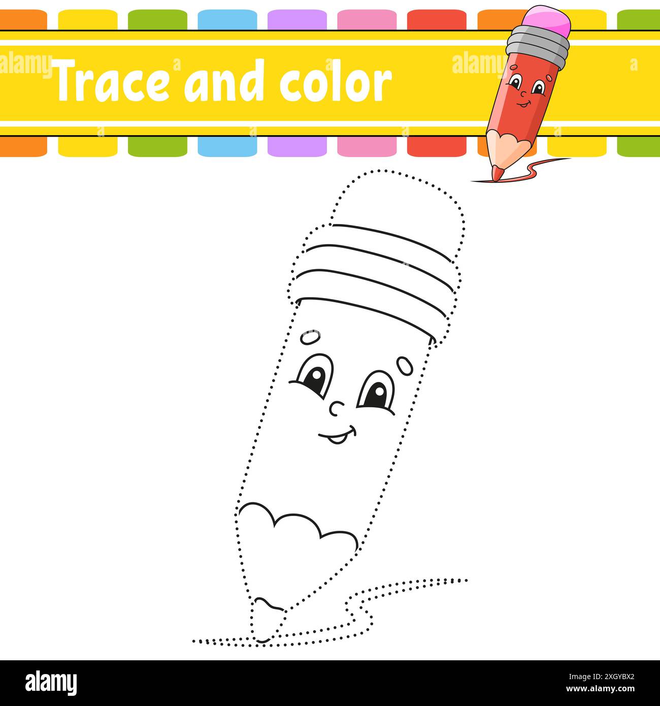 Trace and color. Coloring page for kids. Back to school theme ...