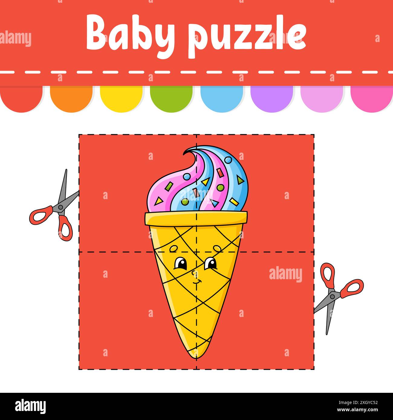 Baby puzzle. Easy level. Flash cards. Cut and play. Color activity ...
