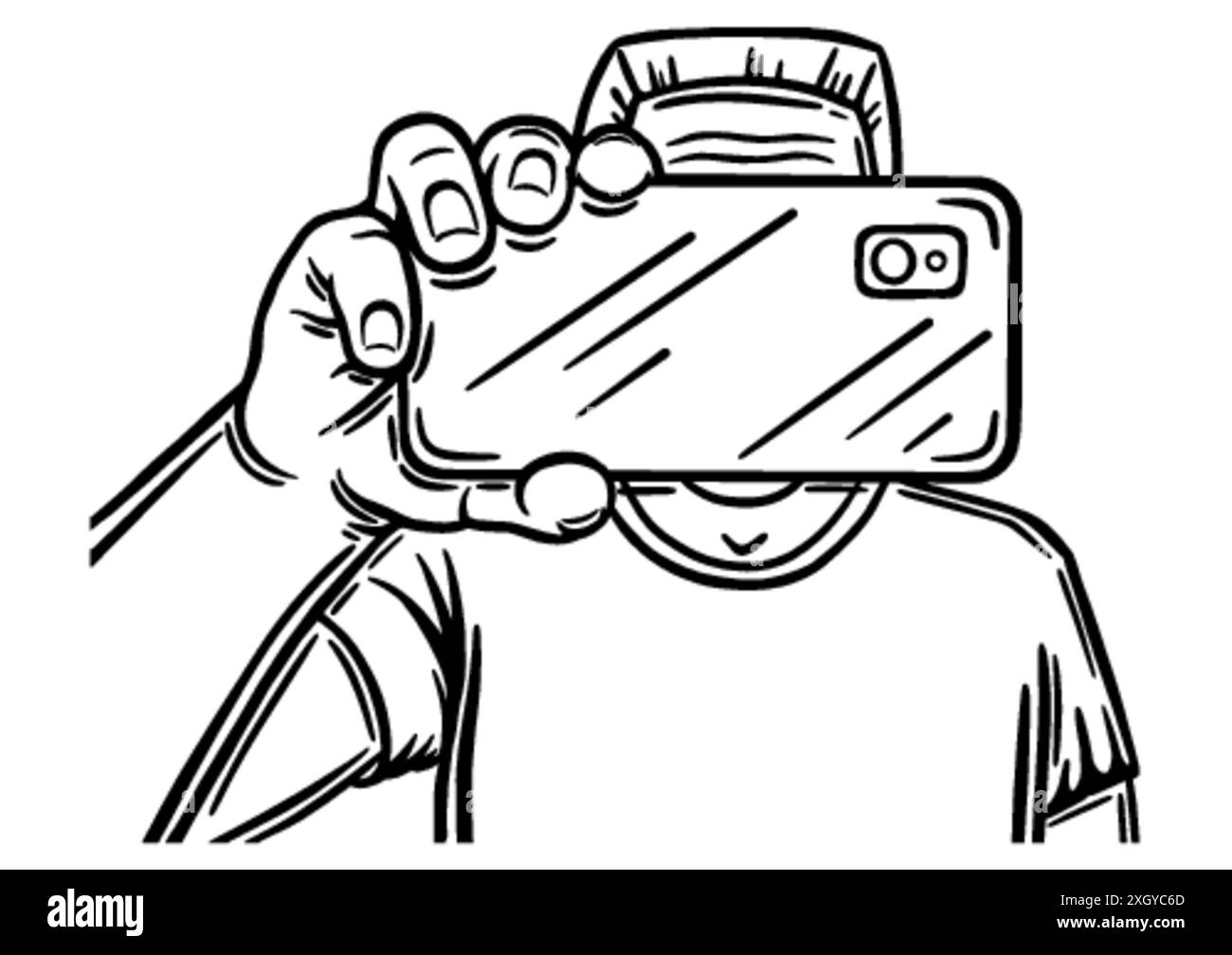 Pictures on phone Black and White Stock Photos & Images - Alamy