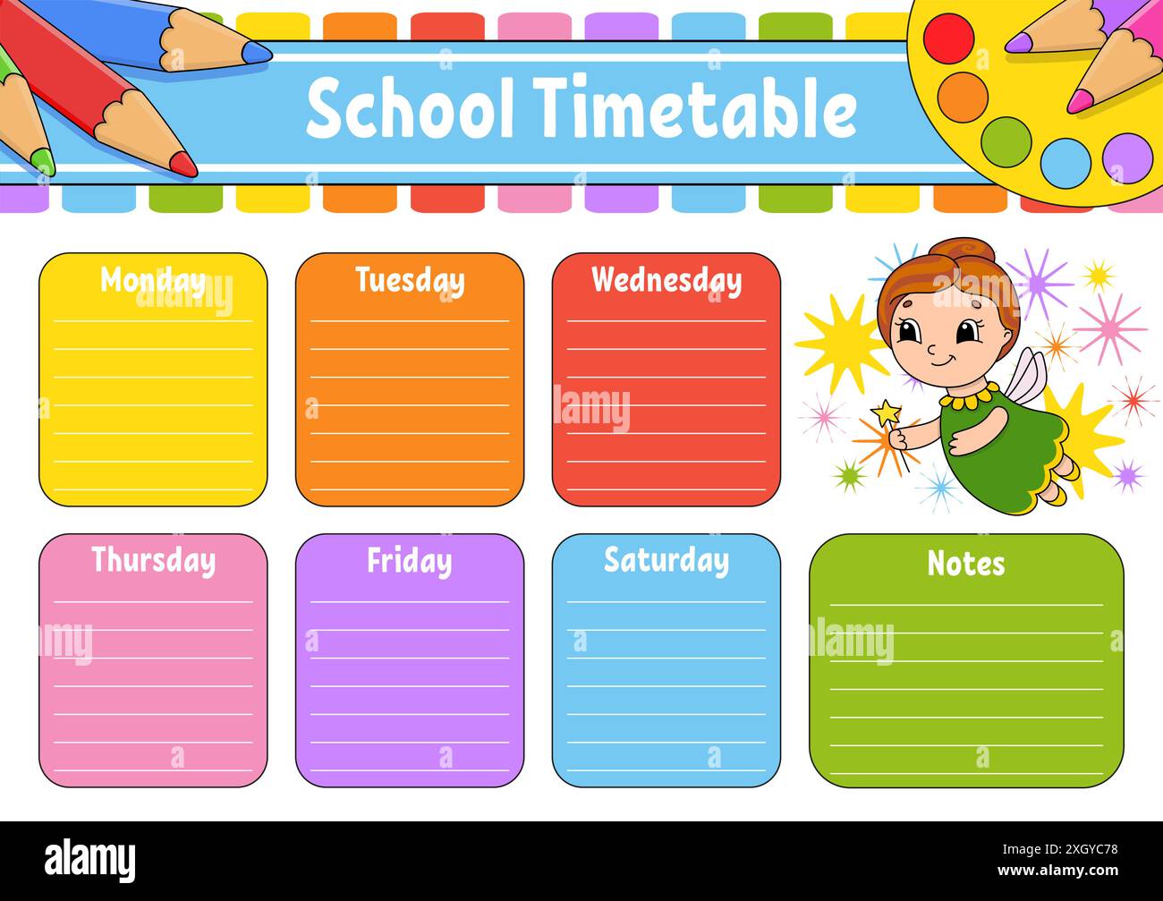 School timetable with multiplication table. For the education of ...