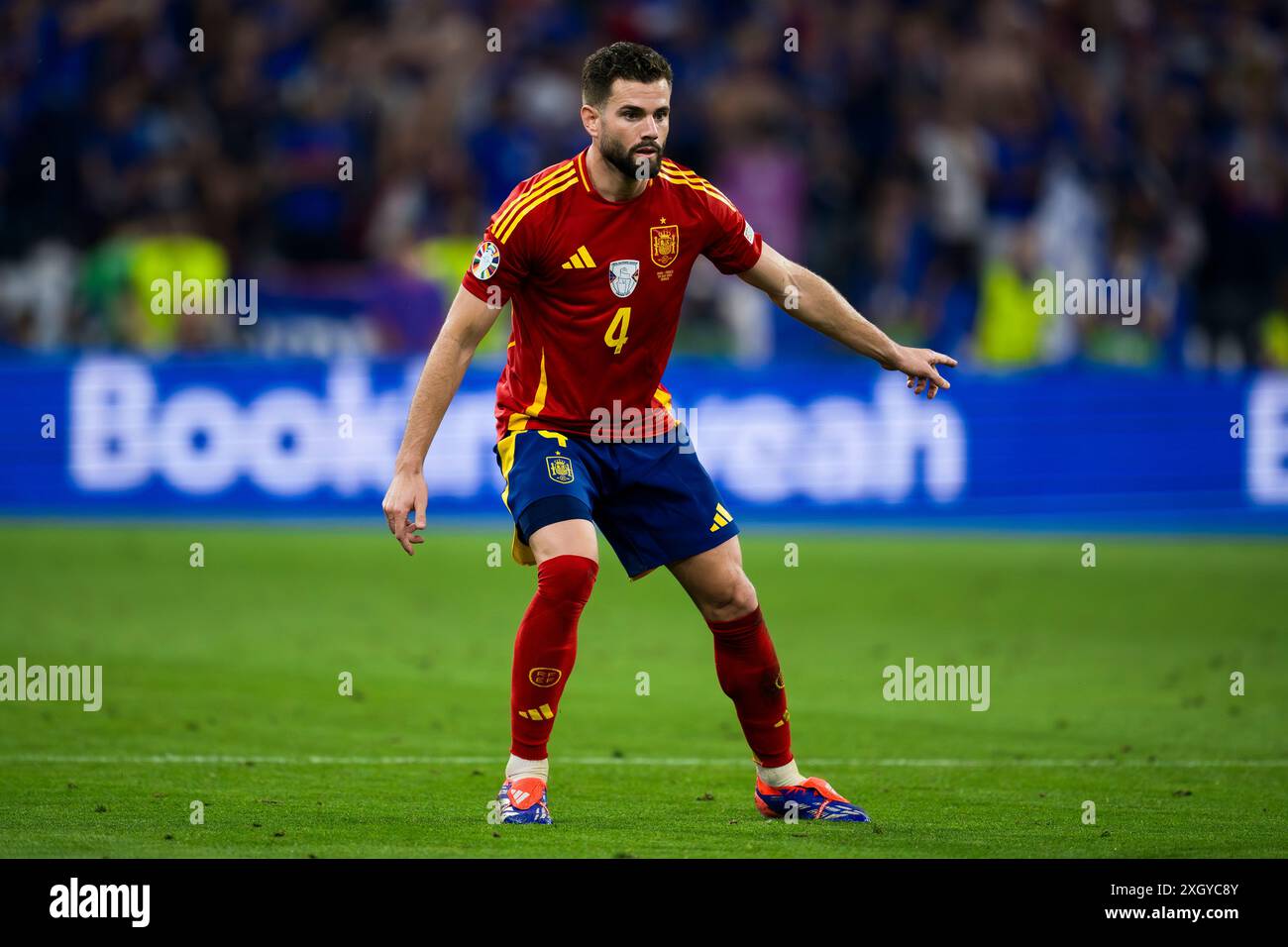 Munich, Germany. 9 July 2024. Nacho of Spain gestures during the UEFA ...