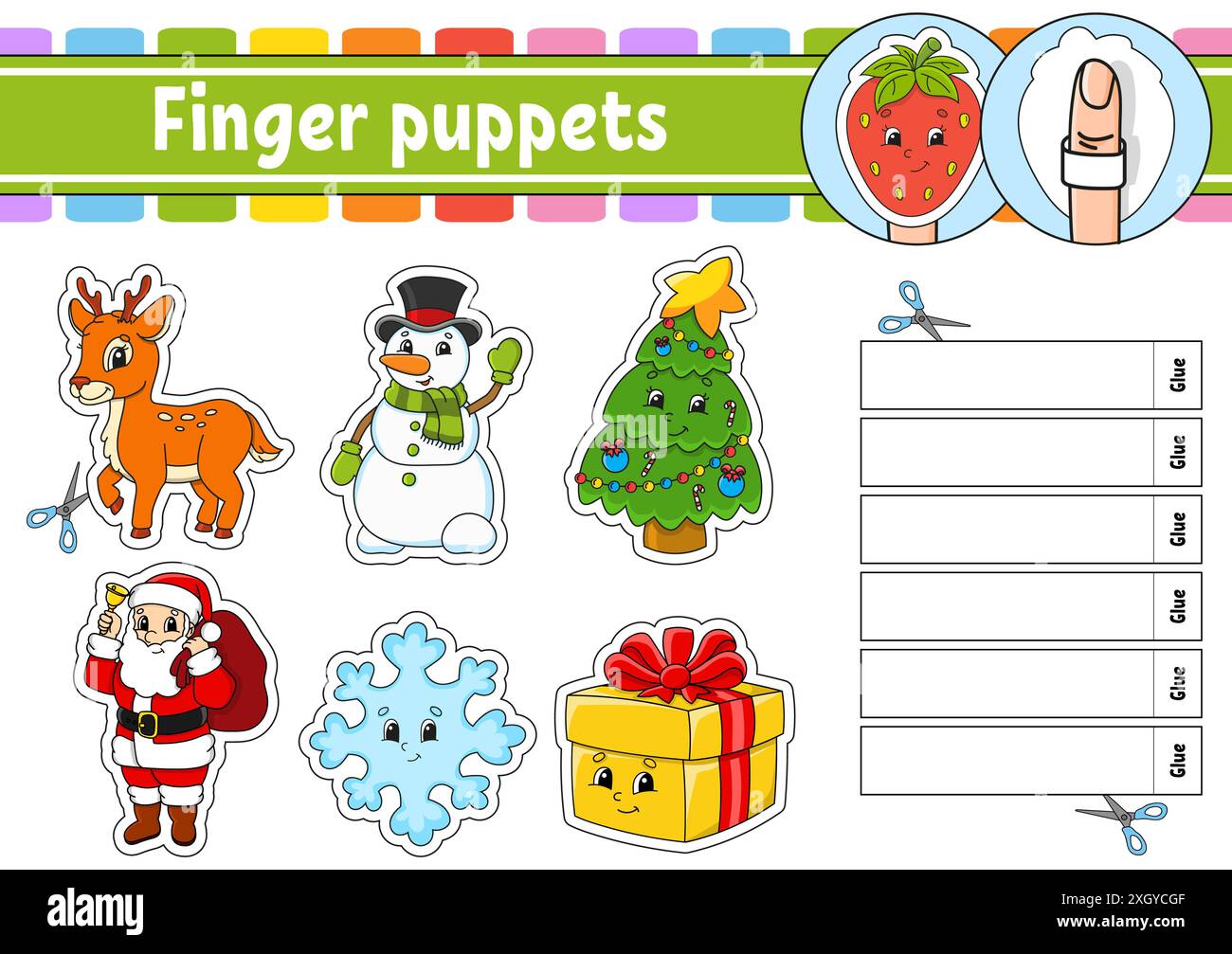 Finger puppets. Activity Game for kids. Cute characters. Cartoon style ...