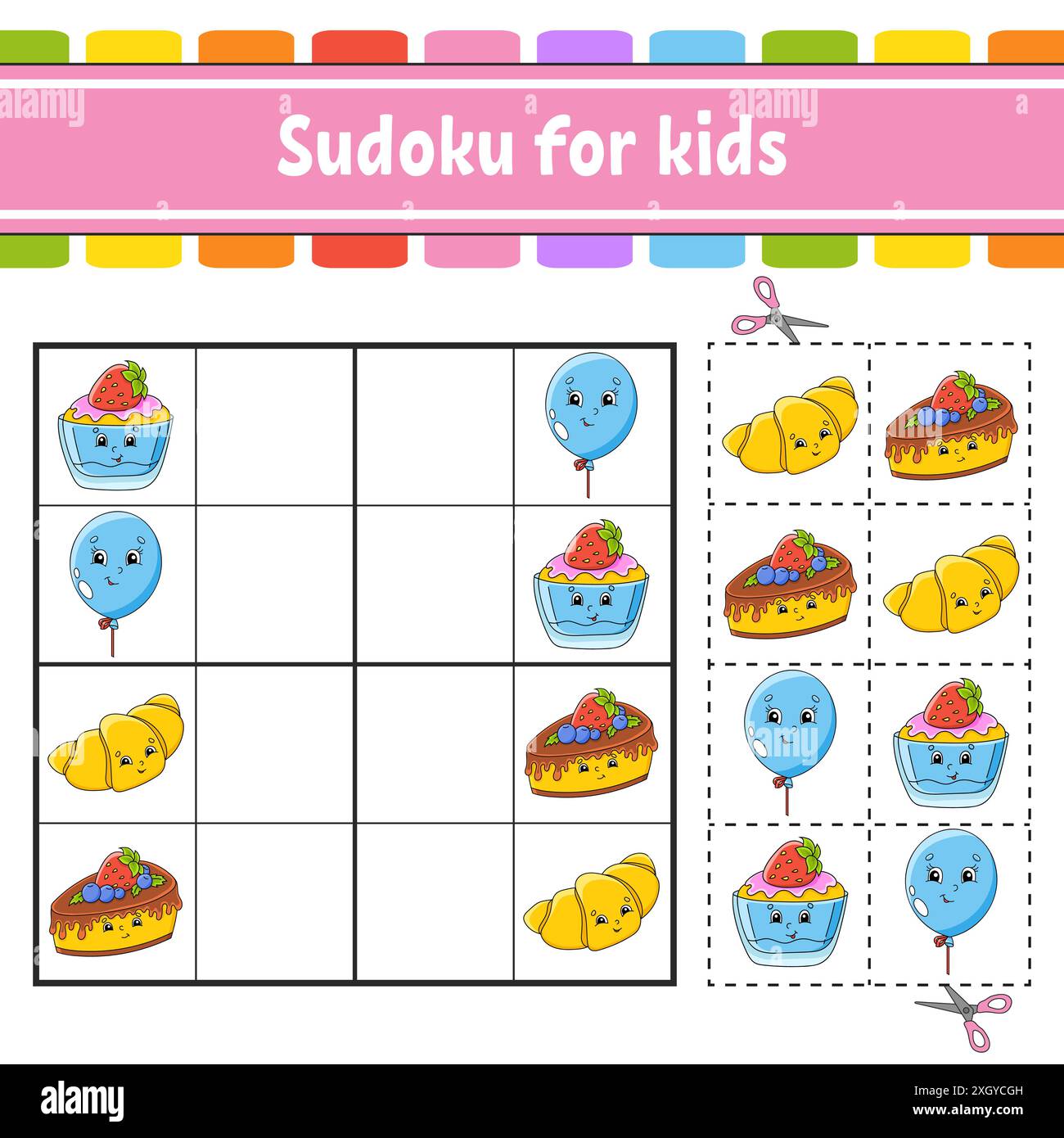 Sudoku for kids. Education developing worksheet. Activity page with ...
