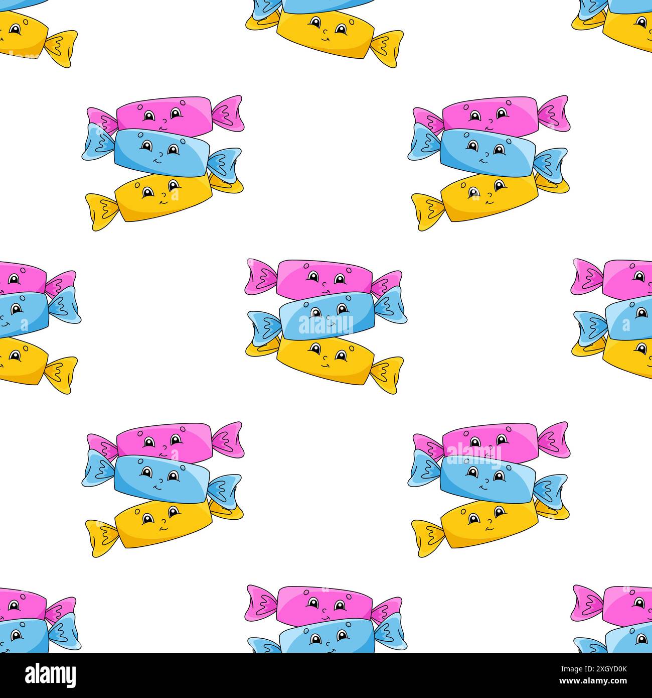 Colored seamless pattern. Cartoon style. Hand drawn. Vector ...