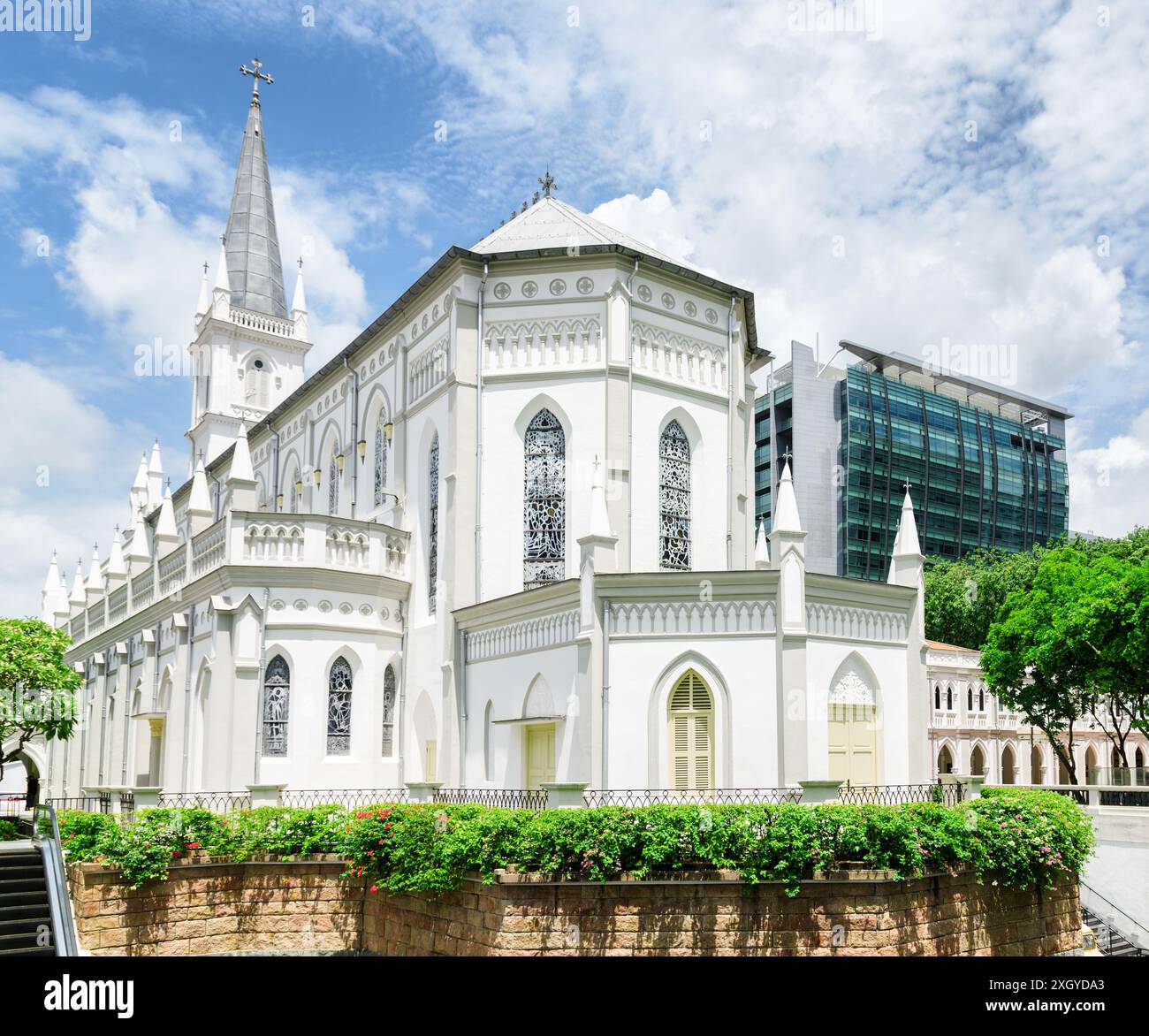 Amazing white colonial building of old catholic church in downtown of ...