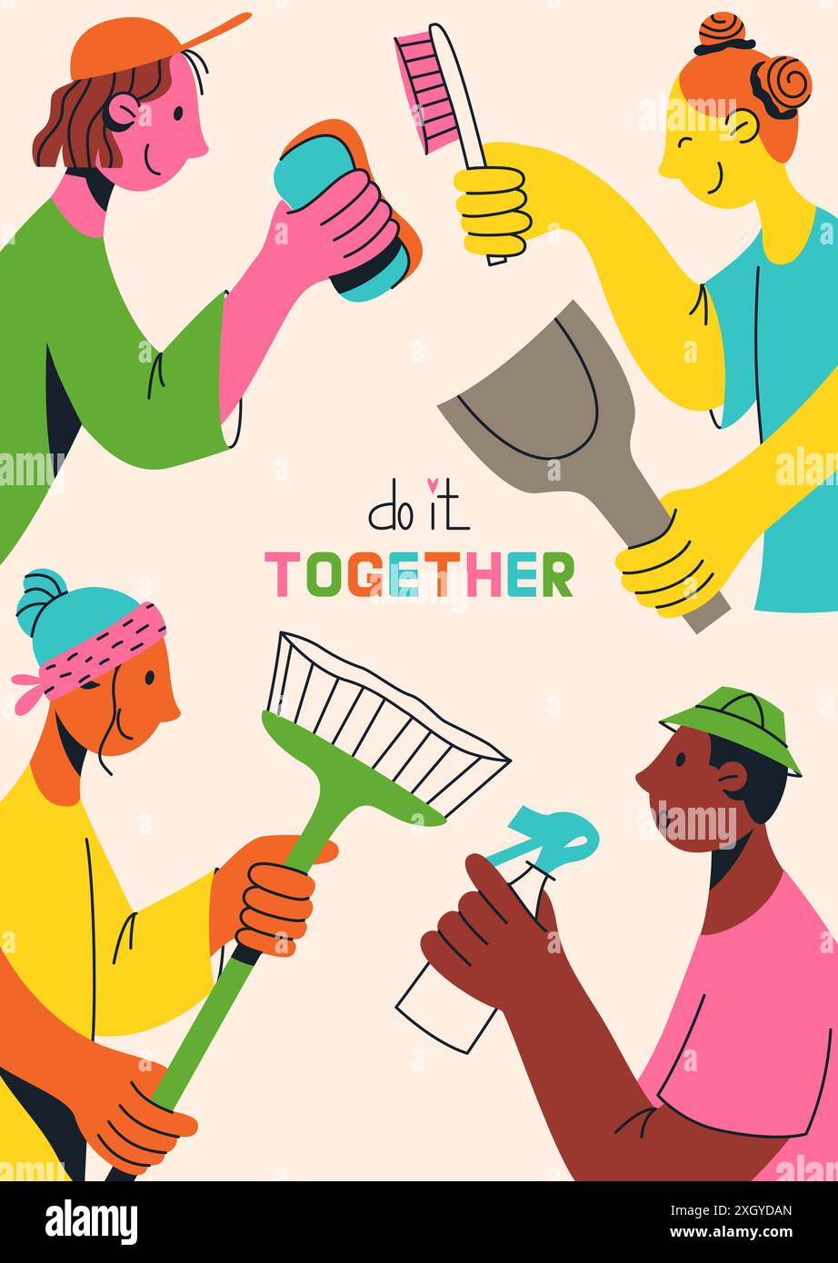 Multicultural team flat vector illustration. Unity in diversity. People ...