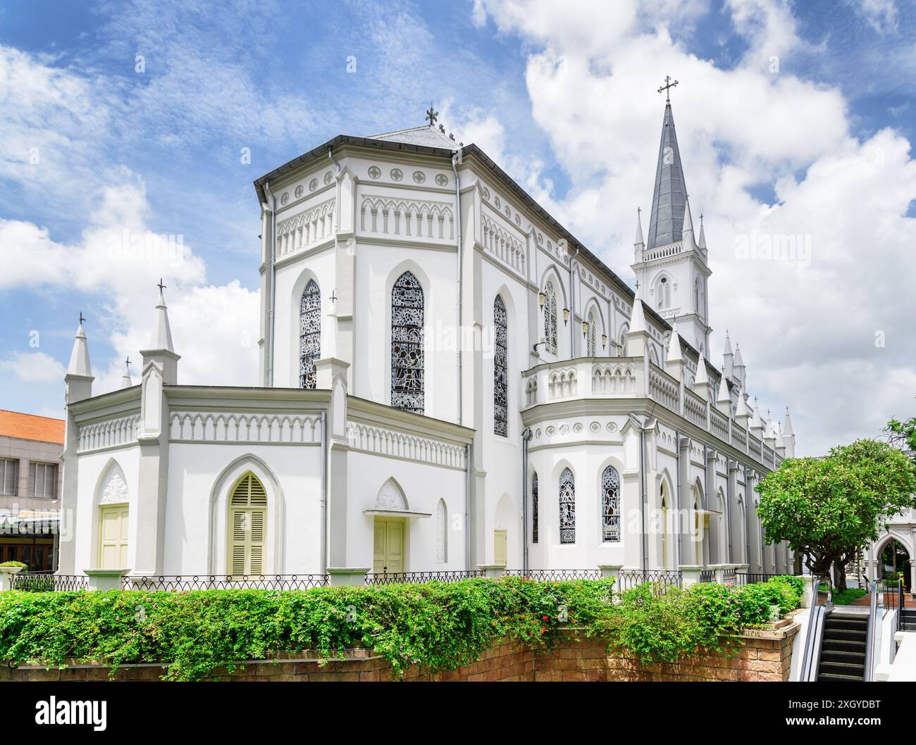 Amazing white colonial building of old catholic church in downtown of ...