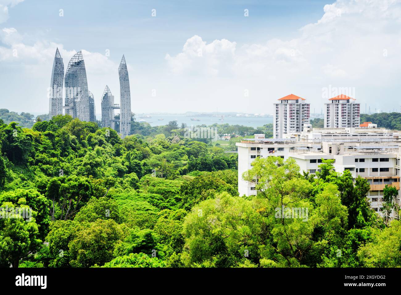 Scenic summer cityscape in Singapore. Amazing skyscrapers and others ...