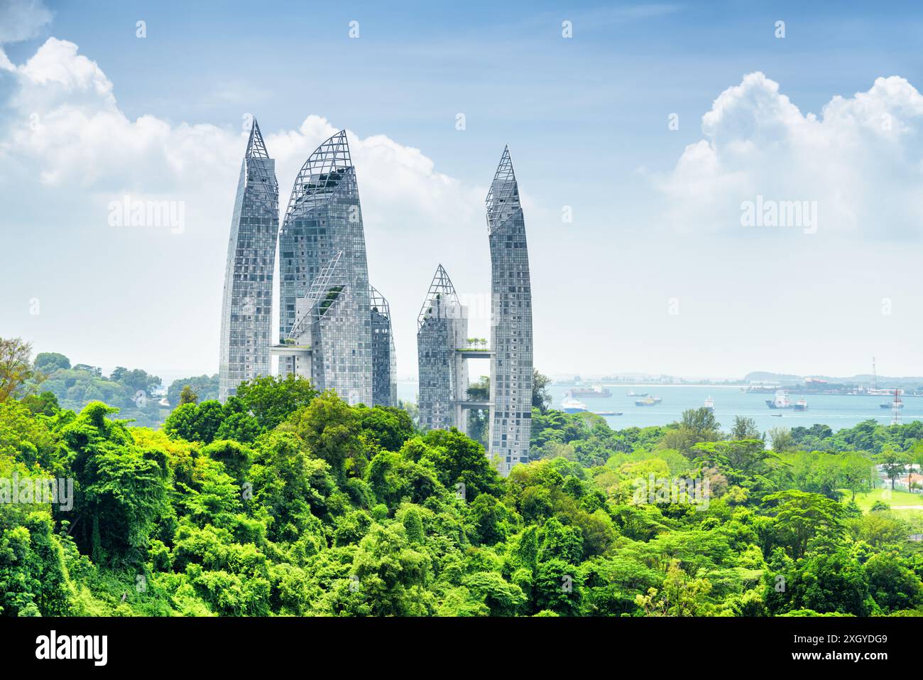 Scenic summer cityscape in Singapore. Amazing skyscrapers and others ...