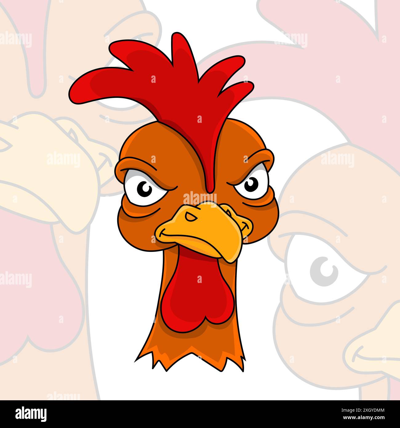 Angry rooster. Displeased poultry. Team mascot. Cartoon style. Colored ...