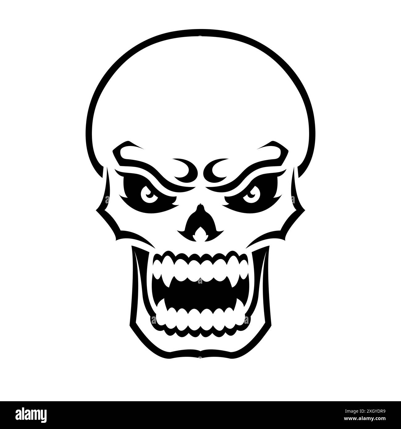 Angry skull. Outline silhouette. Design element. Vector illustration ...