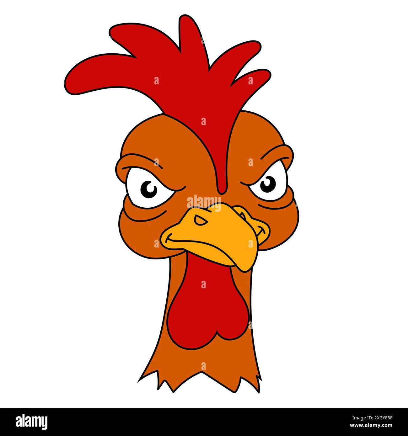 Angry rooster. Displeased poultry. Team mascot. Cartoon style. Colored ...
