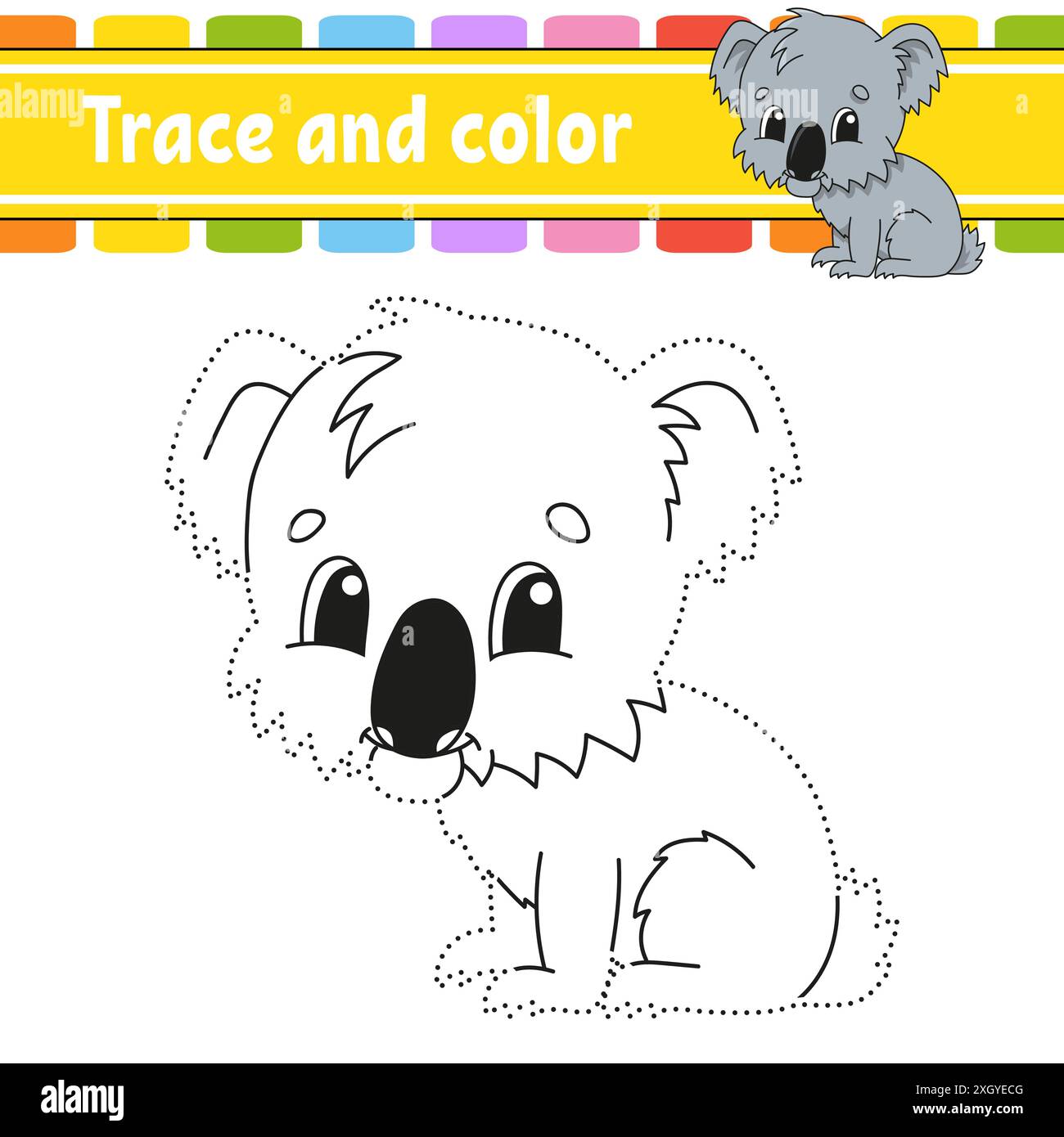 Trace and color. Coloring page for kids. Handwriting practice ...