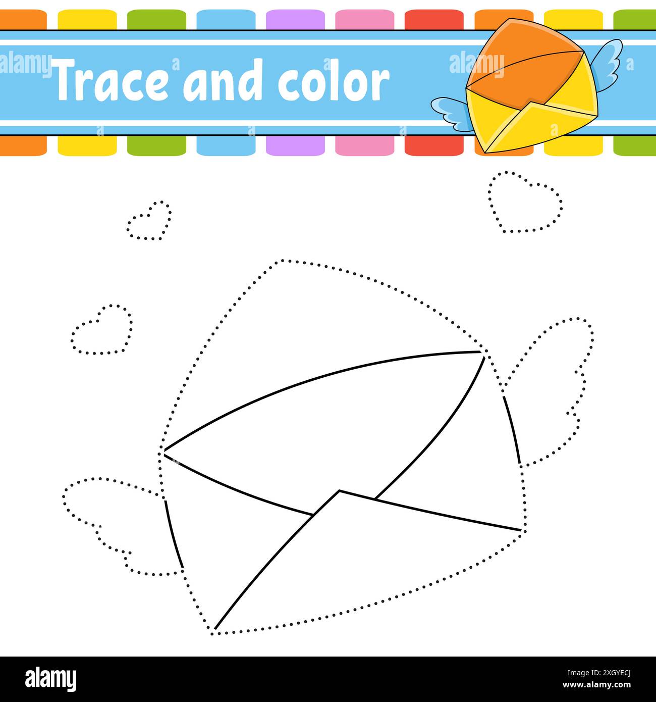Trace and color. Coloring page for kids. Handwriting practice ...