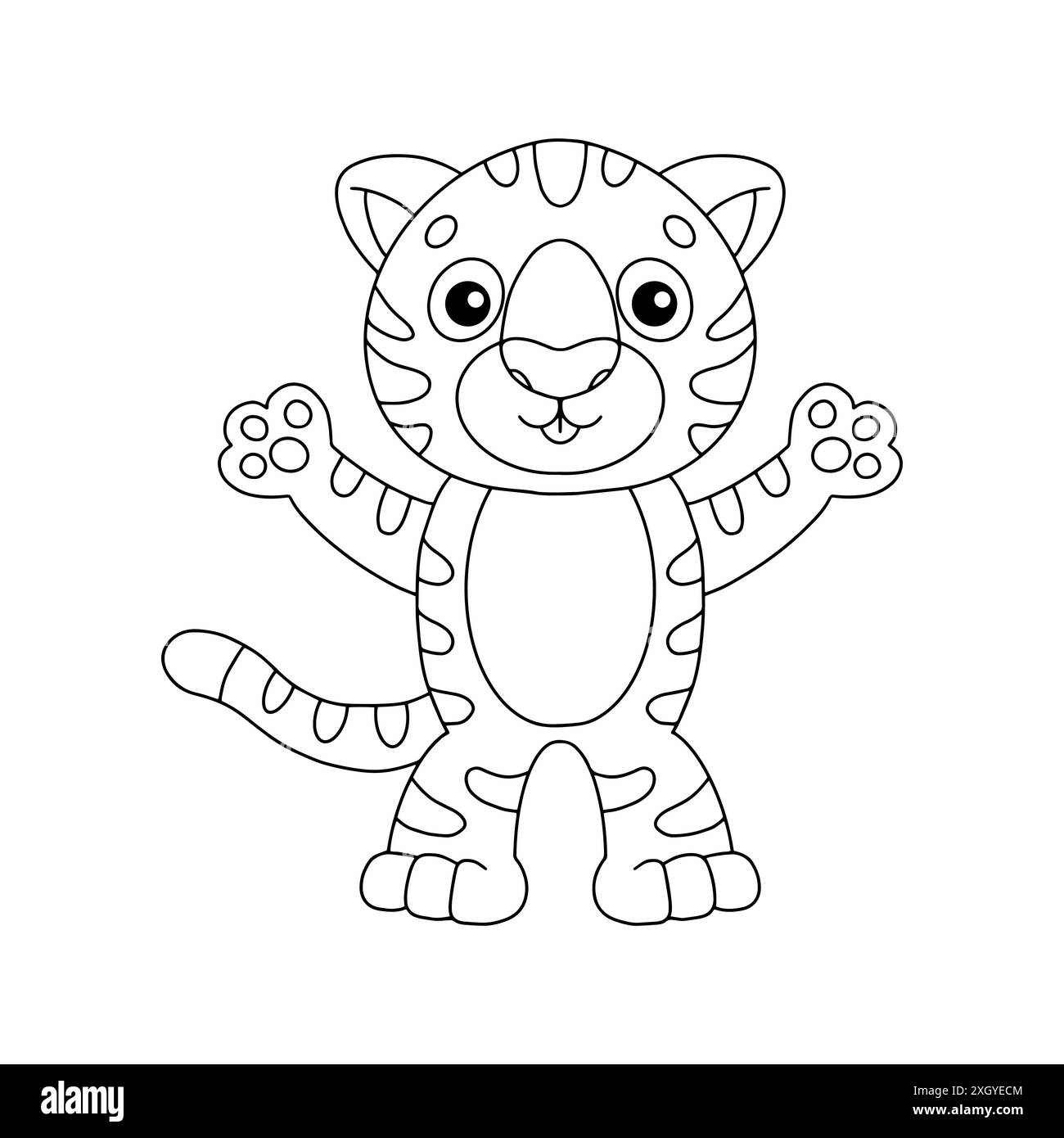 Cute tiger. Coloring book page for kids. Cartoon style character ...