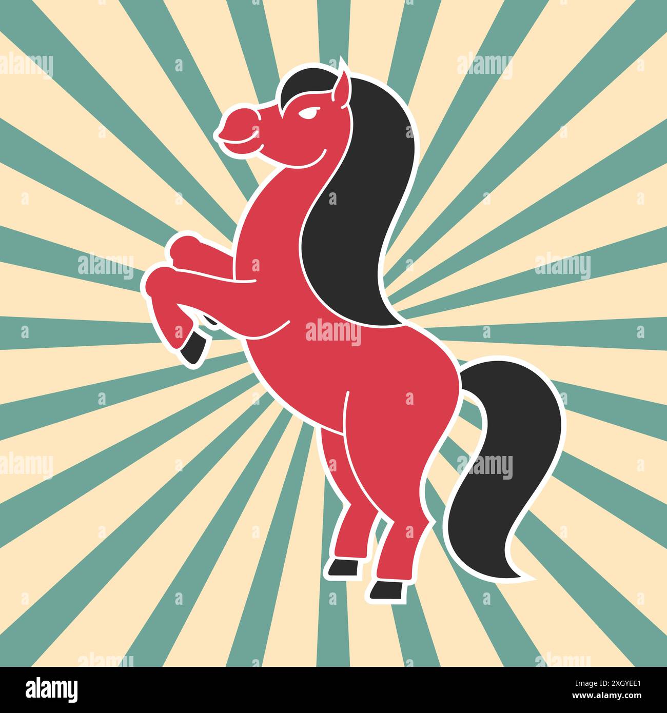 Color silhouette. Horse reared up. The farm animal stands on its hind ...