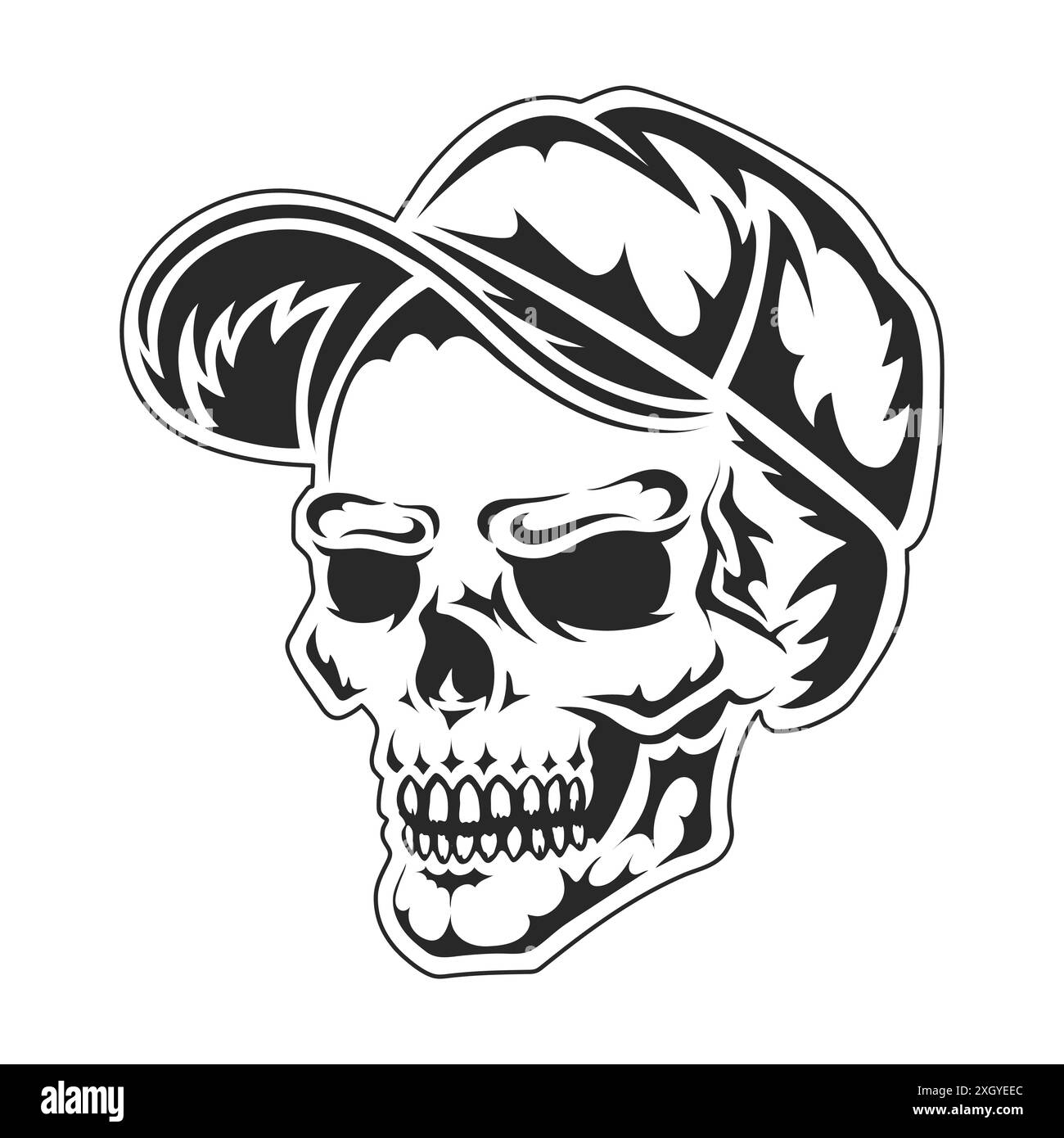 Human skull in cap Black and White Stock Photos & Images - Alamy