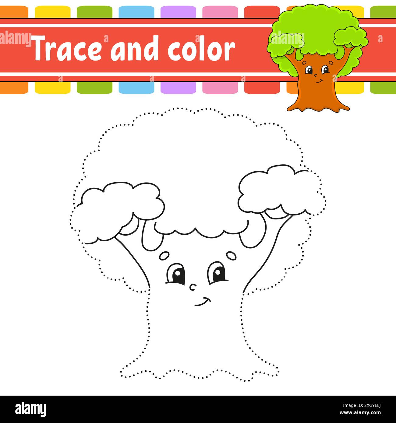 Trace and color. Coloring page for kids. Handwriting practice ...