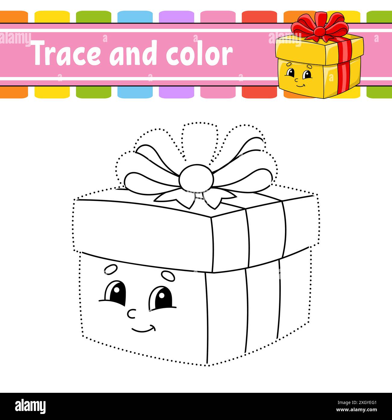 Printable gift box coloring page Stock Vector Images - Alamy