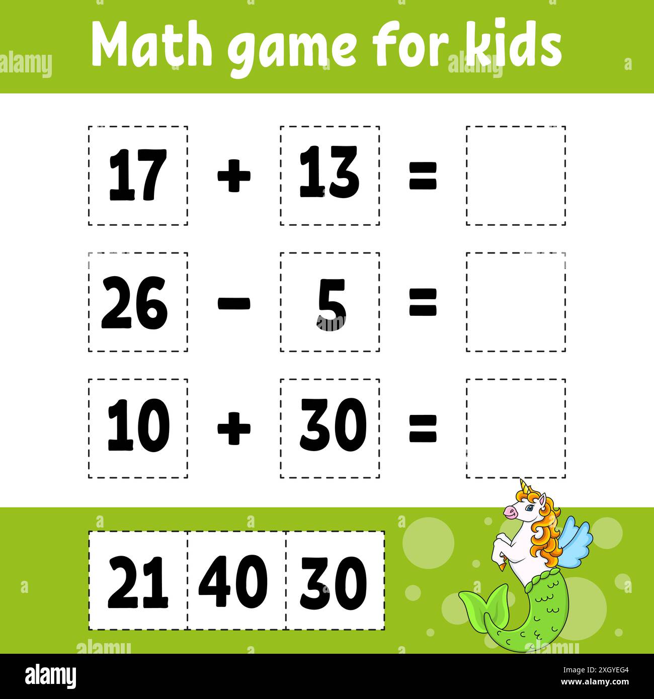 Math game for kids. Education developing worksheet. Activity page with ...