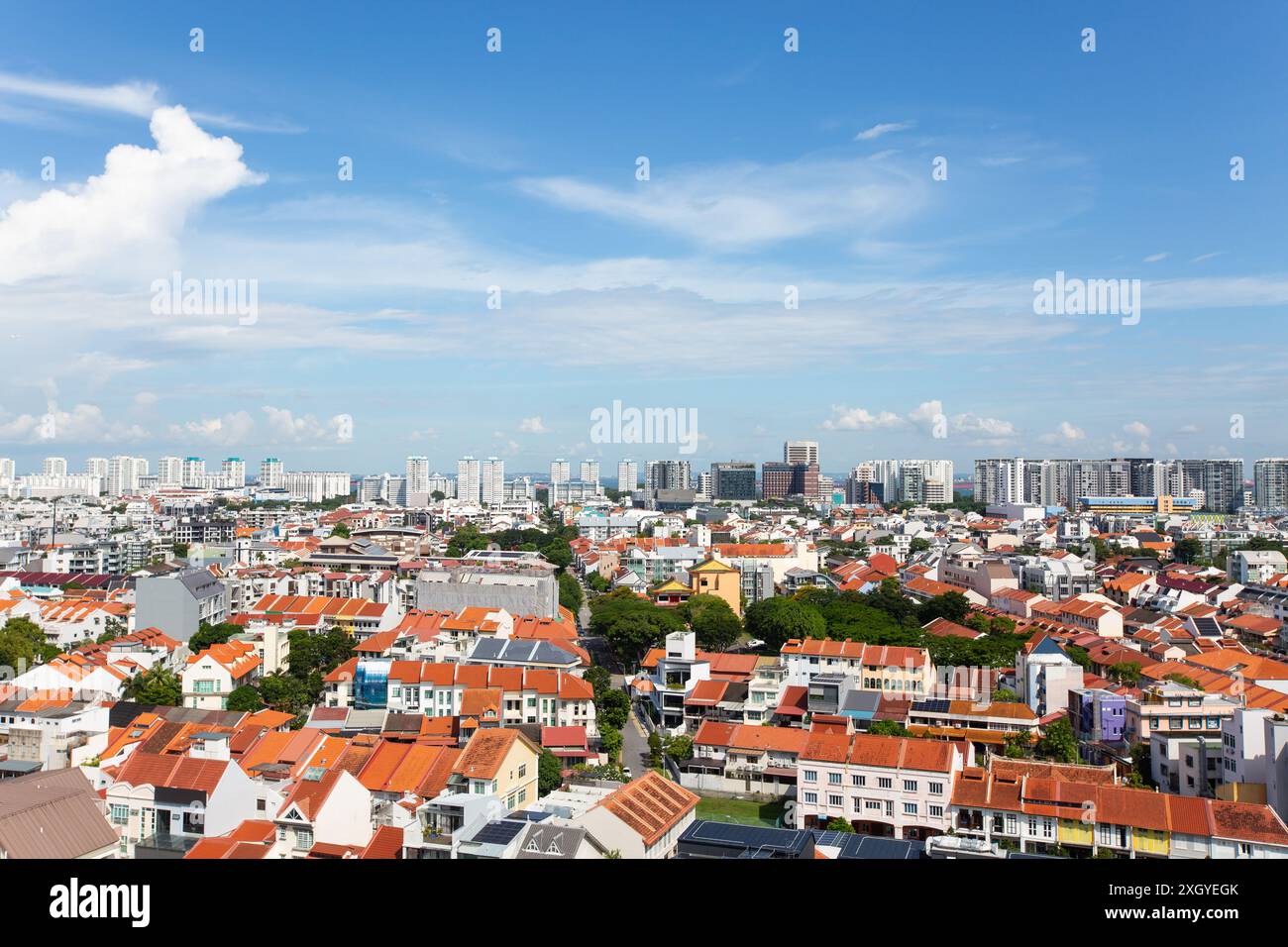 Aerial view of magnificent skyline of Joo Chiat to Marina Parade at the ...