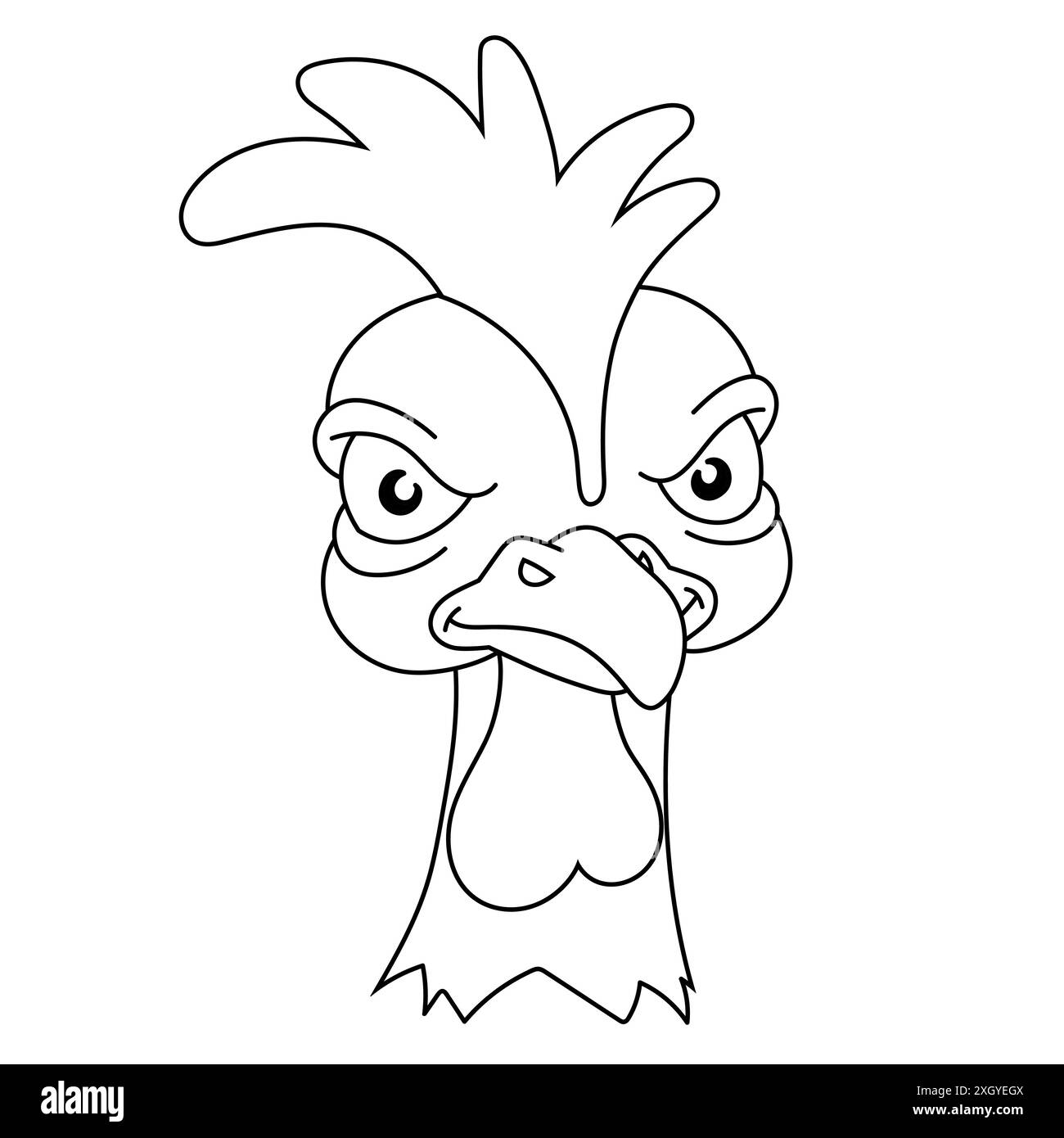 Angry Rooster Simple Silhouette Displeased Poultry Team Mascot Cartoon Style Colored Vector